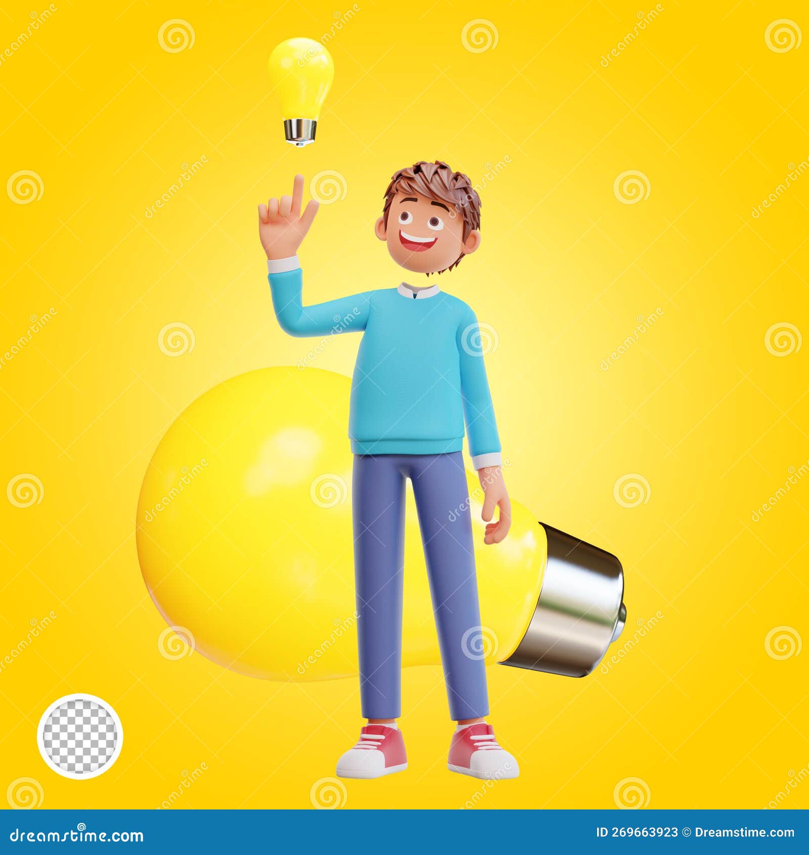 3d Illustration Student Get an Idea Stock Image - Illustration of ...