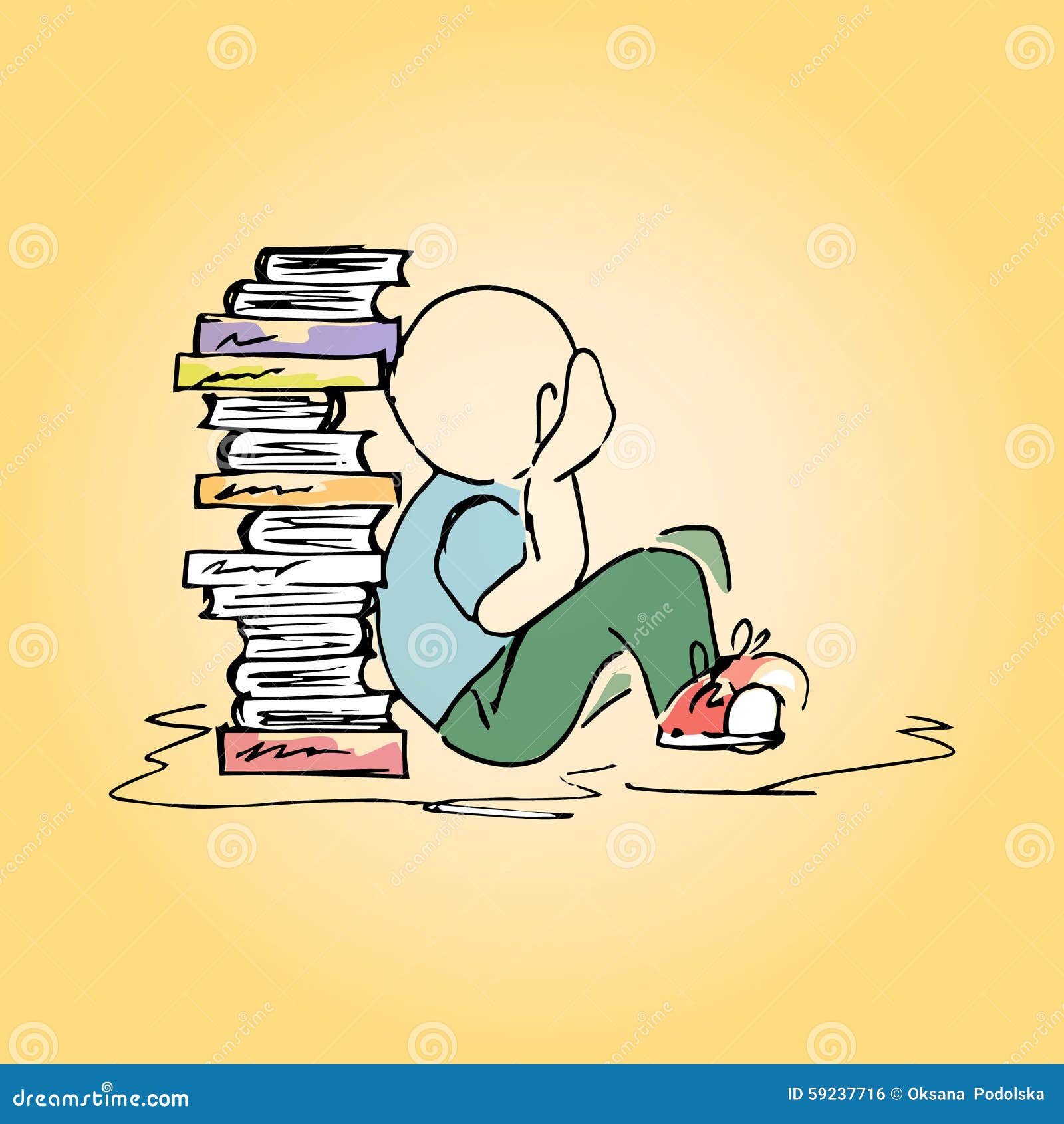 Illustration Student at the Library. Hand-drawing. Stock Vector ...