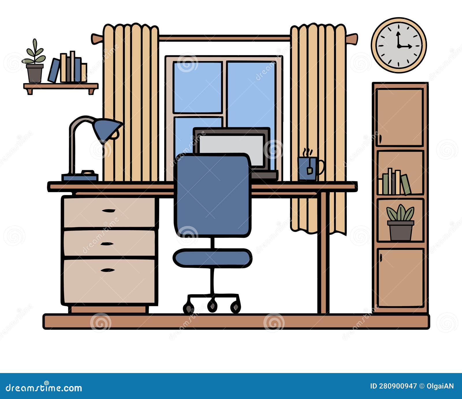 Illustration of a Student S Room Interior.Colored Vector Illustration ...