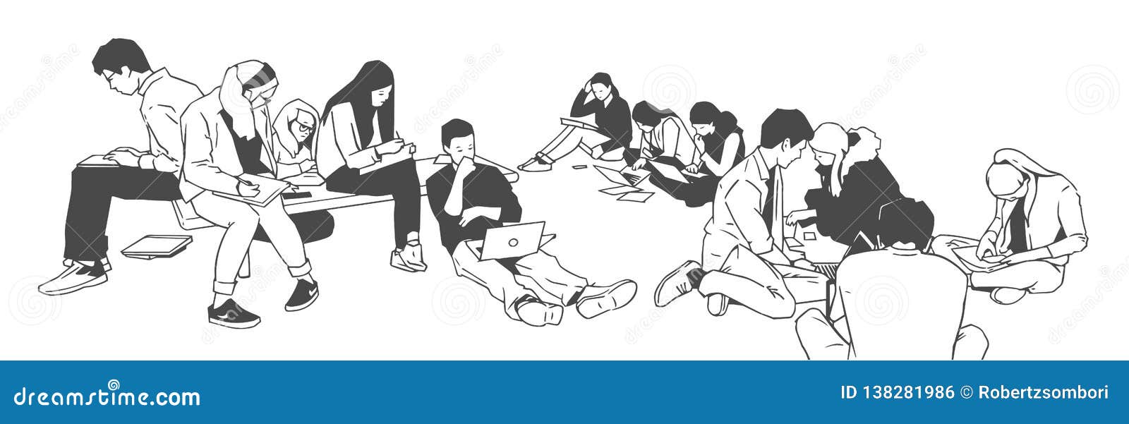 Illustration of Students Studying Together Stock Illustration ...