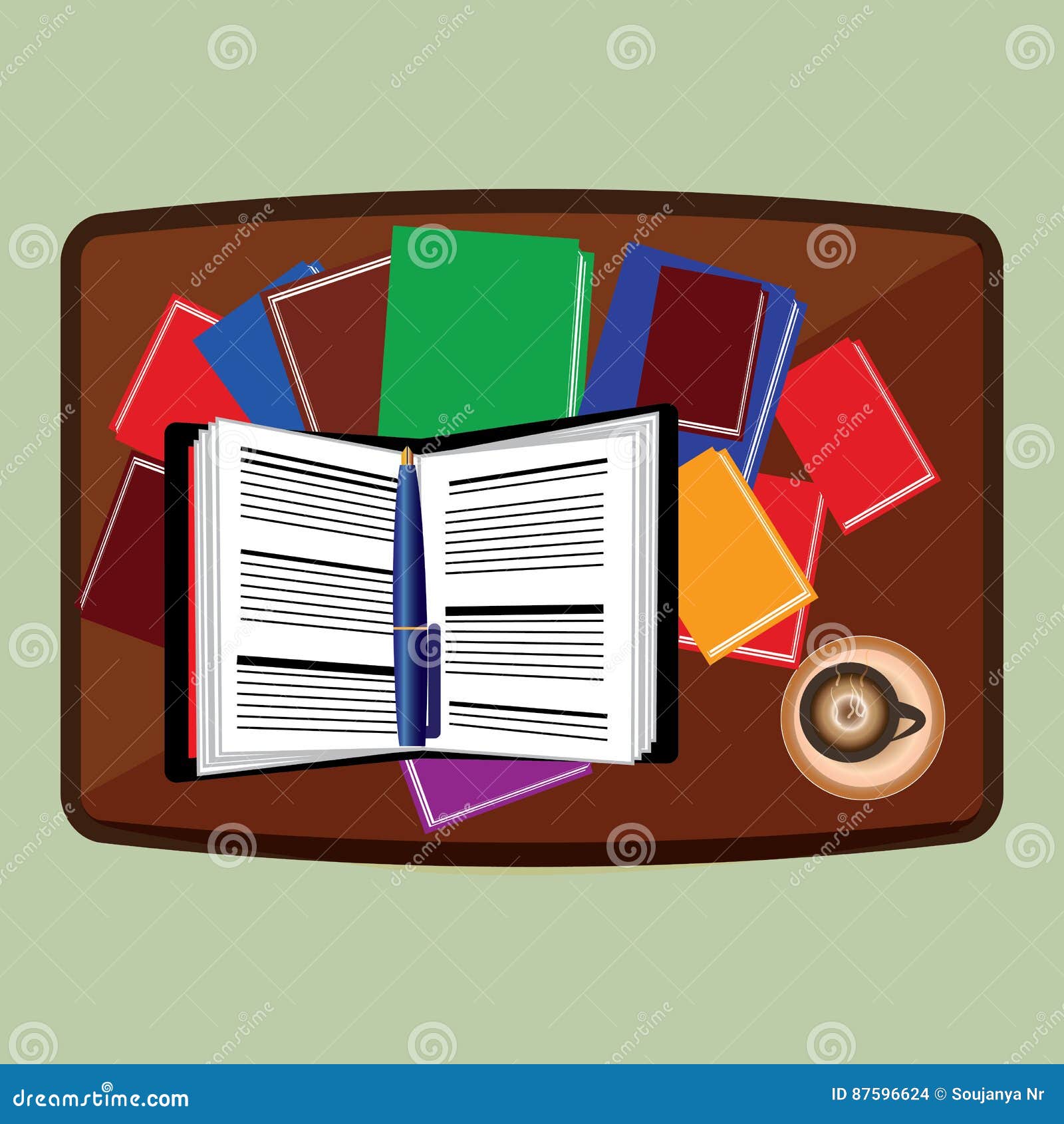 Messy Study Desk Vector Illustration | CartoonDealer.com #52471385