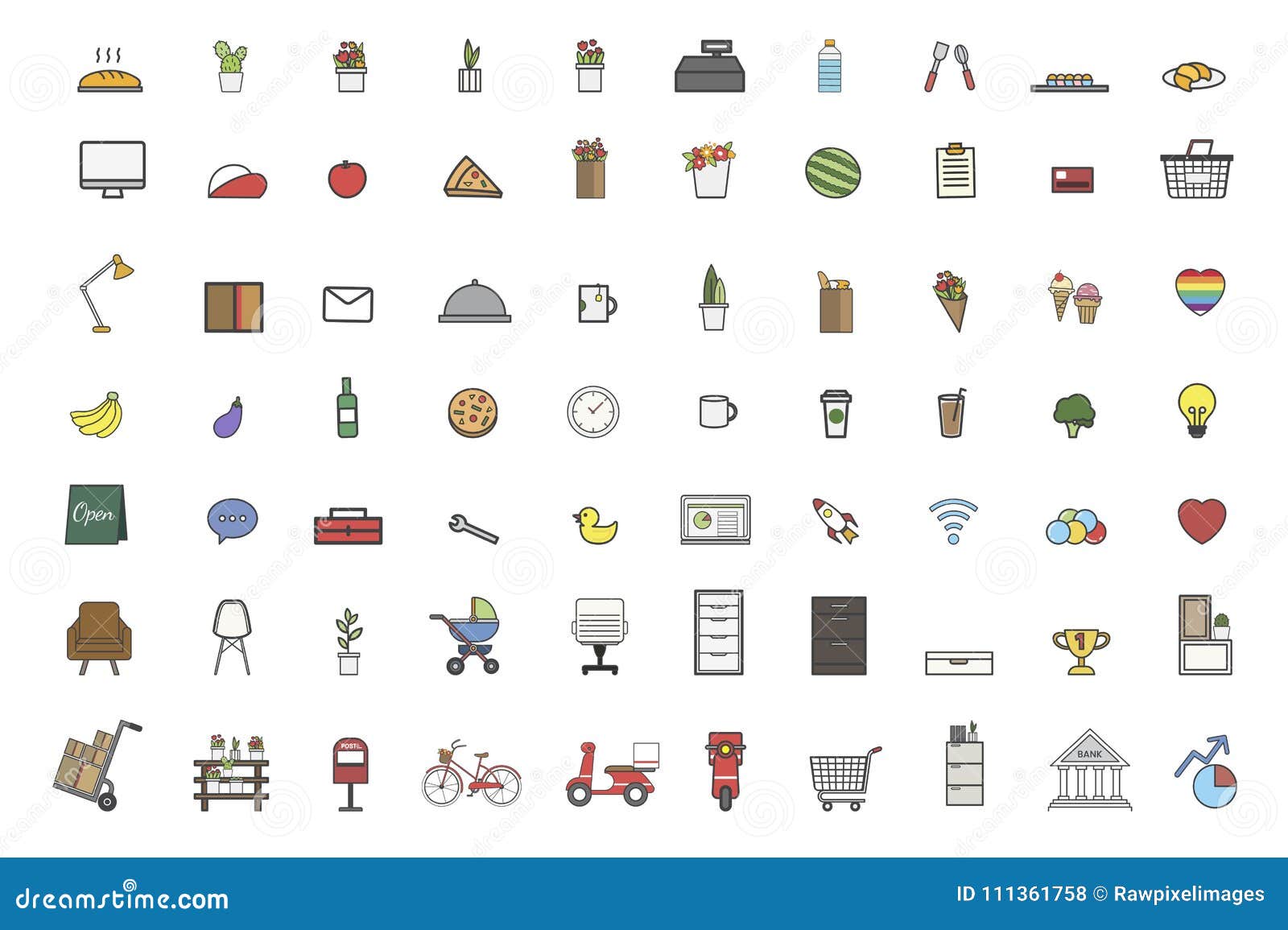 Illustration of daily Mixed Stuff Cartoon Set Stock Illustration ...