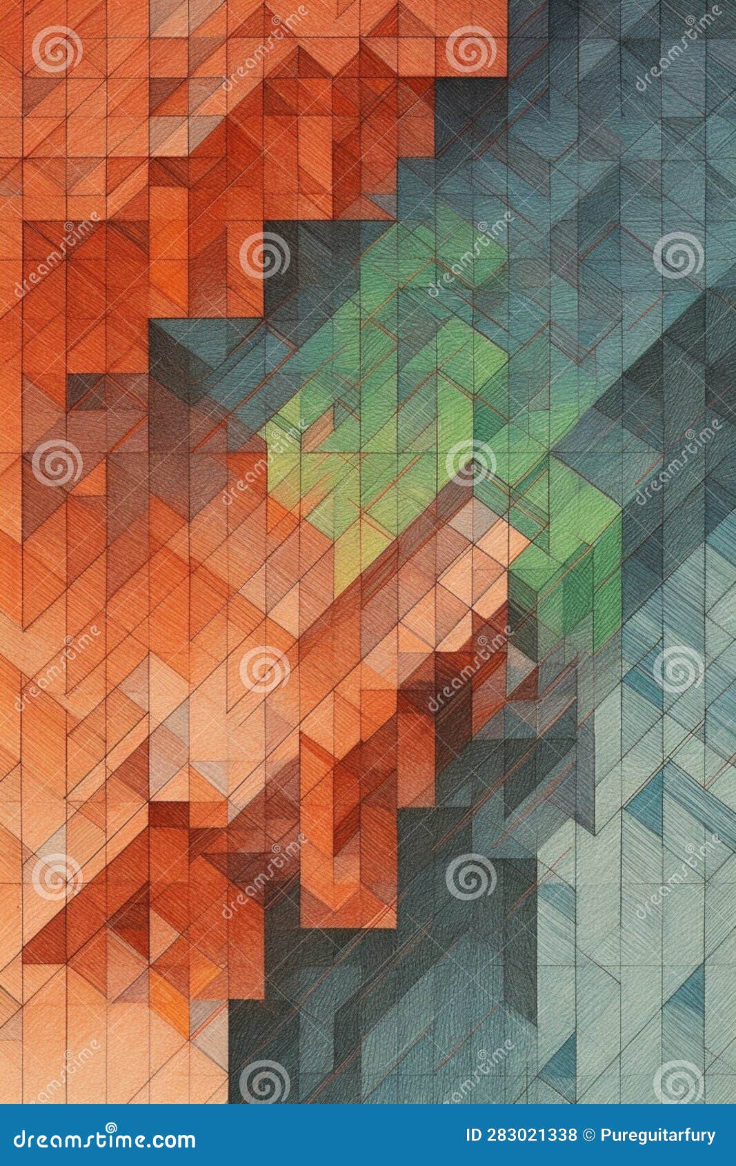 Colored Pencil Grid Drawing Stock Illustration - Illustration of ...
