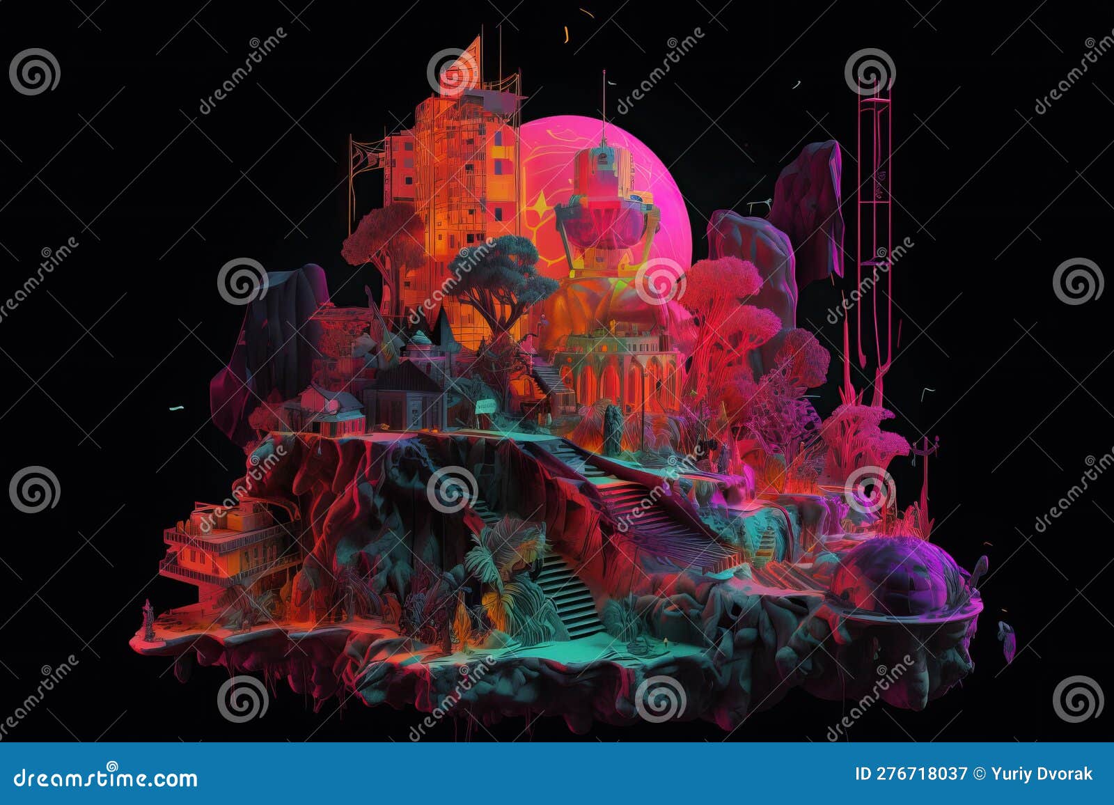 Illustration in Style of Digital Collages. Contemporary Art Collage ...