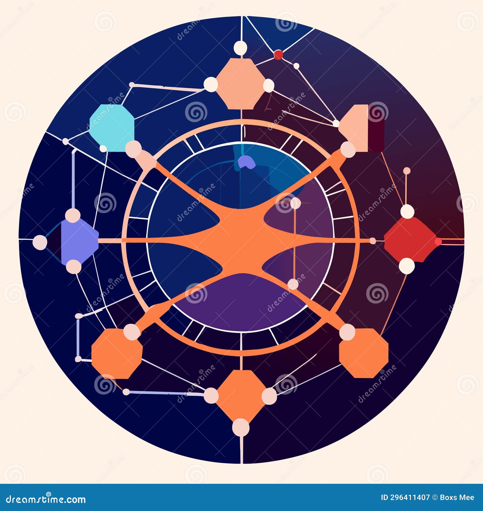 Illustration in the Style of a Flat Design of a Network of Connections ...