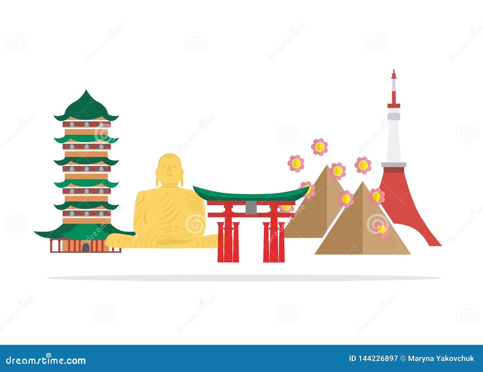 Illustration in the Style of Flat Design on the Theme of the Japan ...