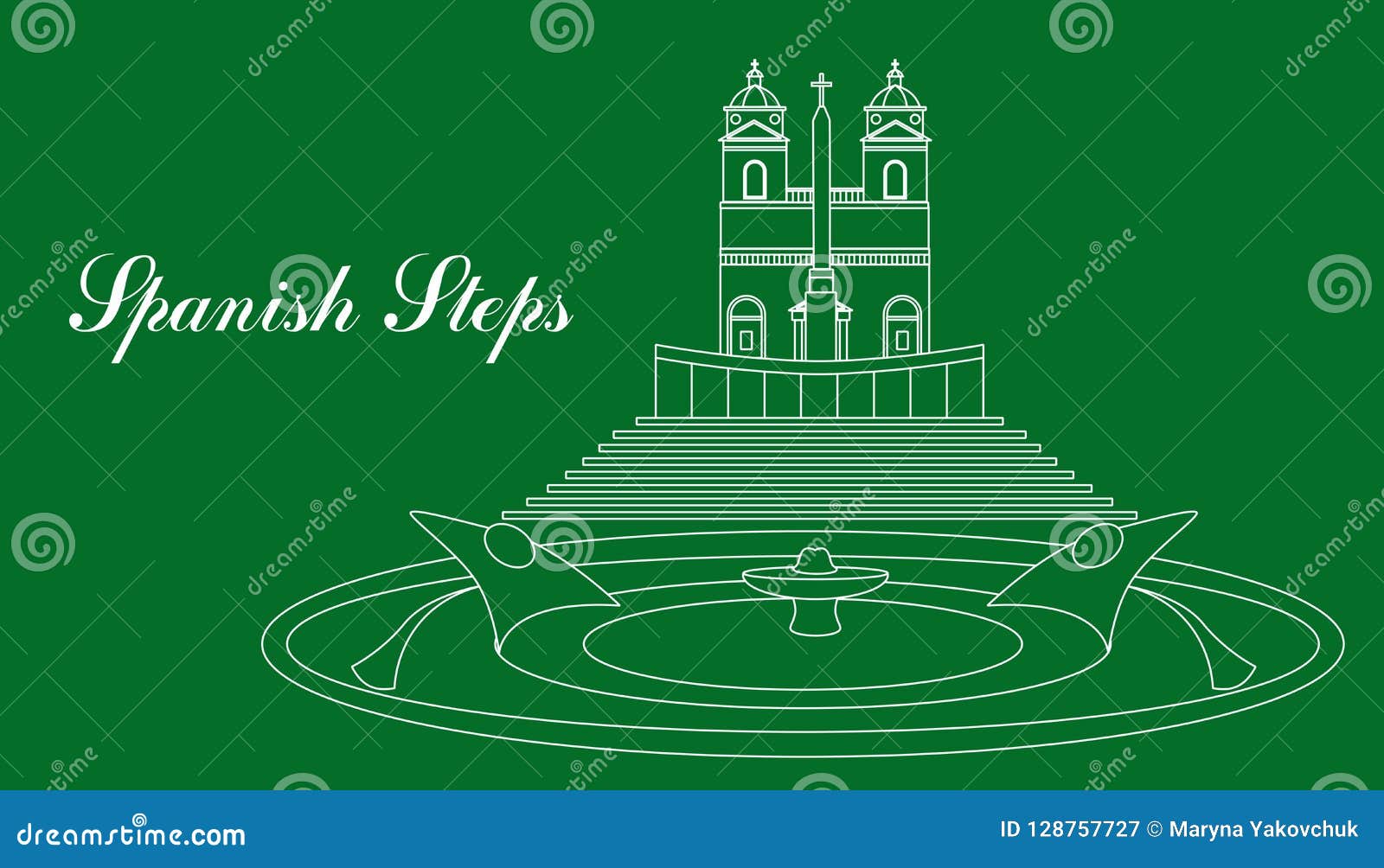 The Illustration with Landmark the Spanosh Steps Stock Vector ...