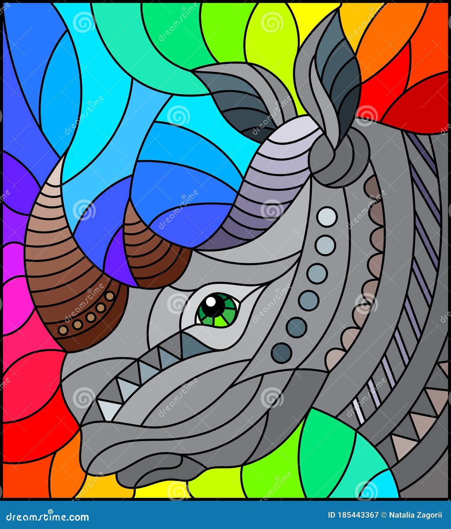 Abstract Rhino Head Sticker With Fluid Color Washes Royalty-Free Stock ...