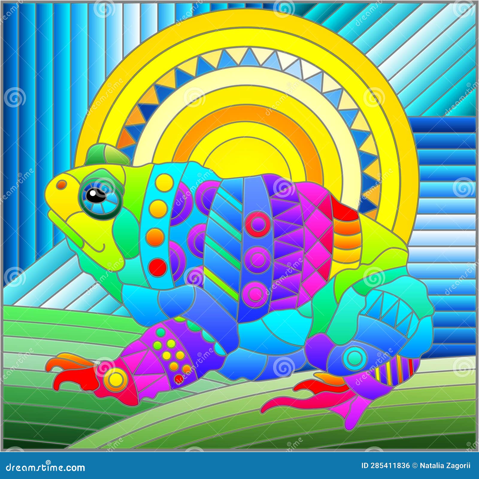 Illustration in the Style of a Stained Glass Window with an Abstract ...