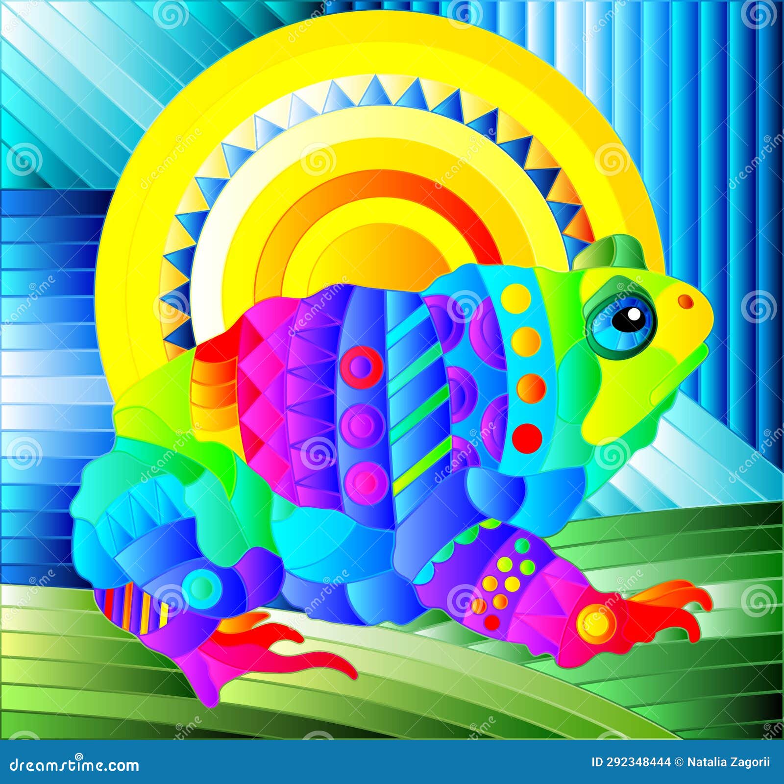 Illustration in the Style of a Stained Glass Window with an Abstract ...