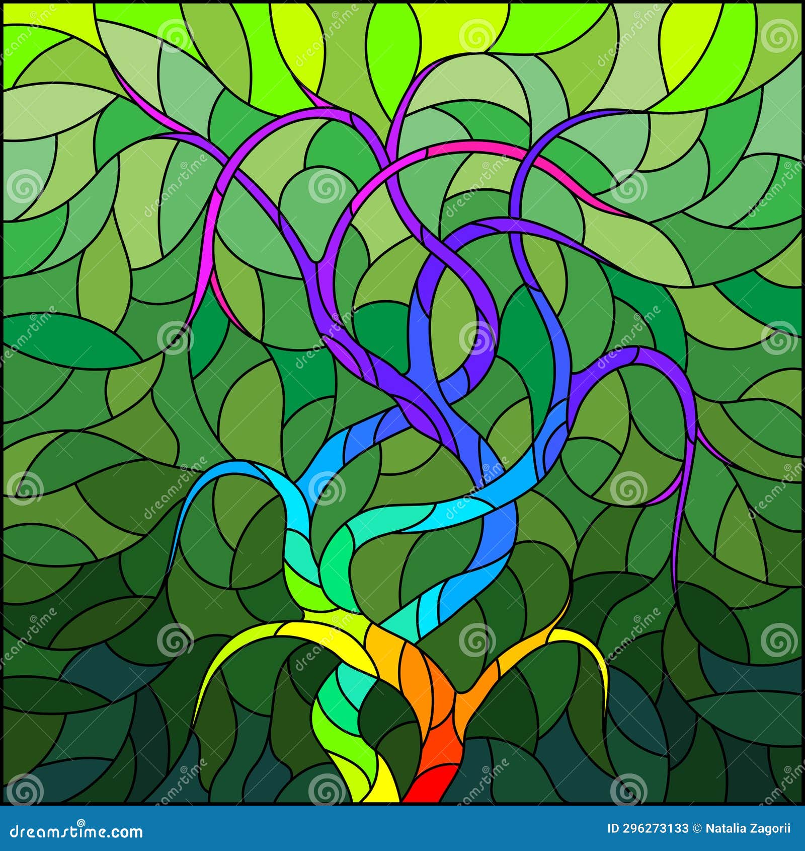 Illustration in the Style of a Stained Glass Window with an Abstract ...