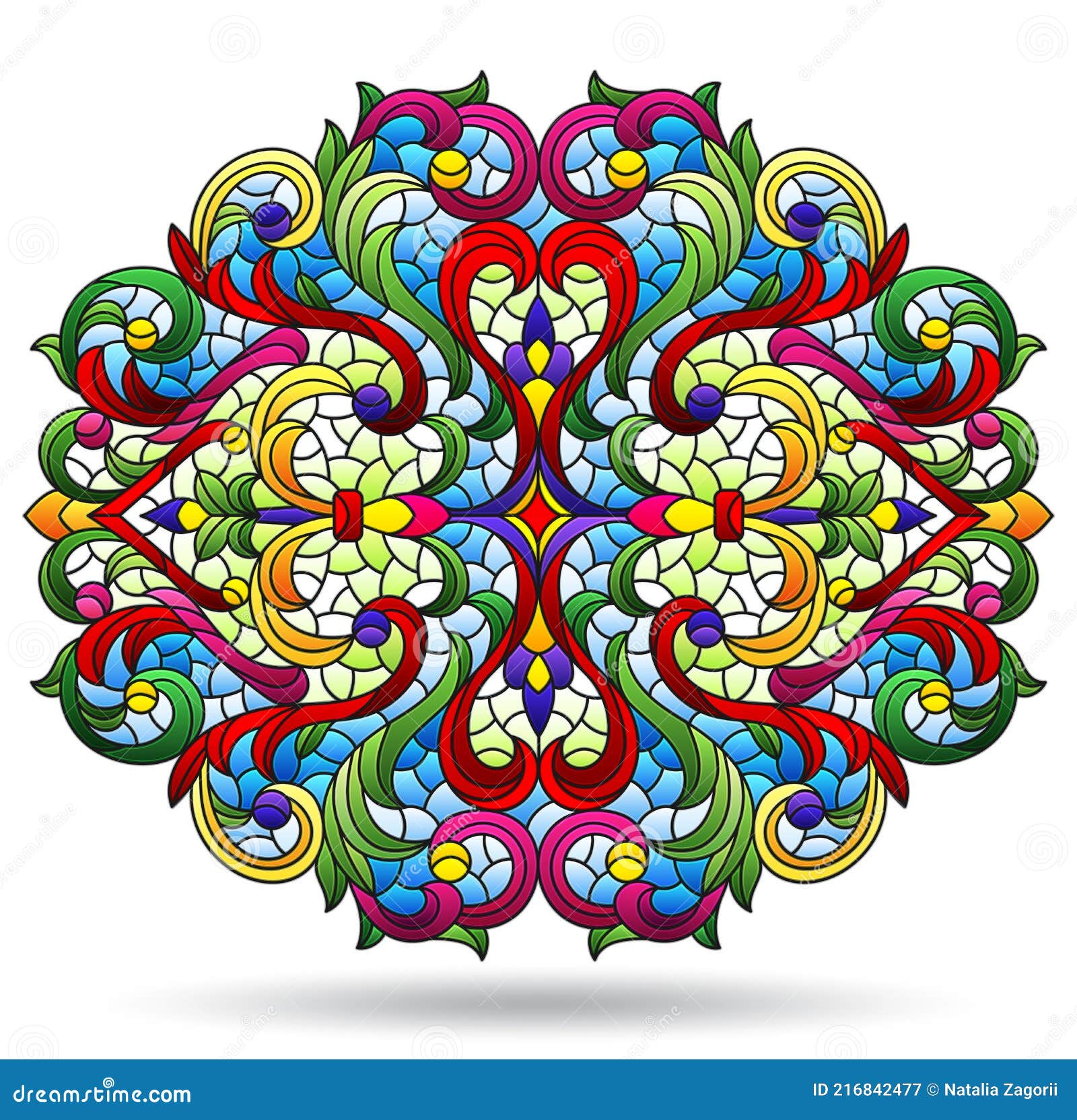 Stained Glass Illustration with an Abstract Floral Element, the ...