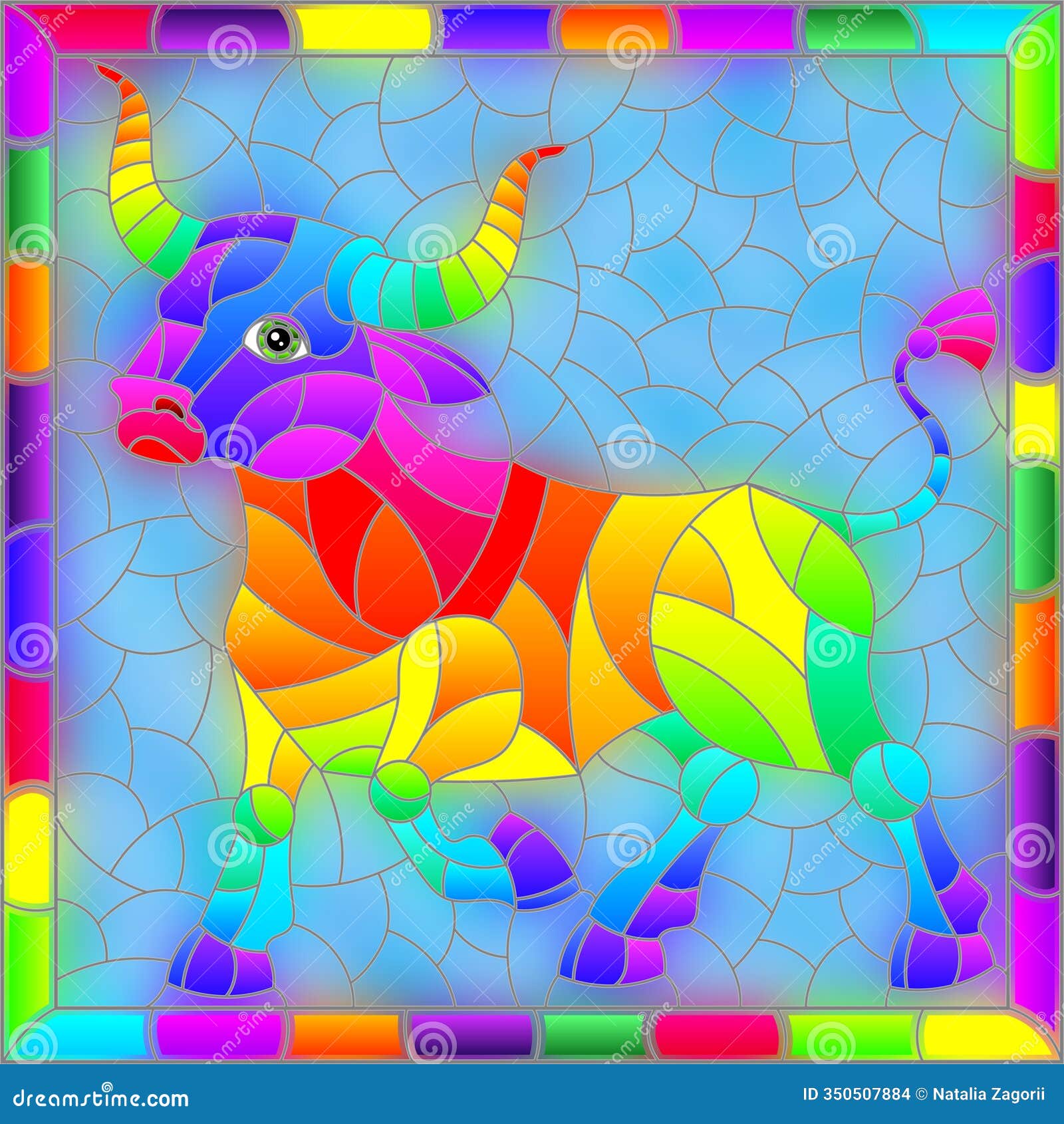 Illustration in the Style of a Stained Glass Window with an Abstract ...