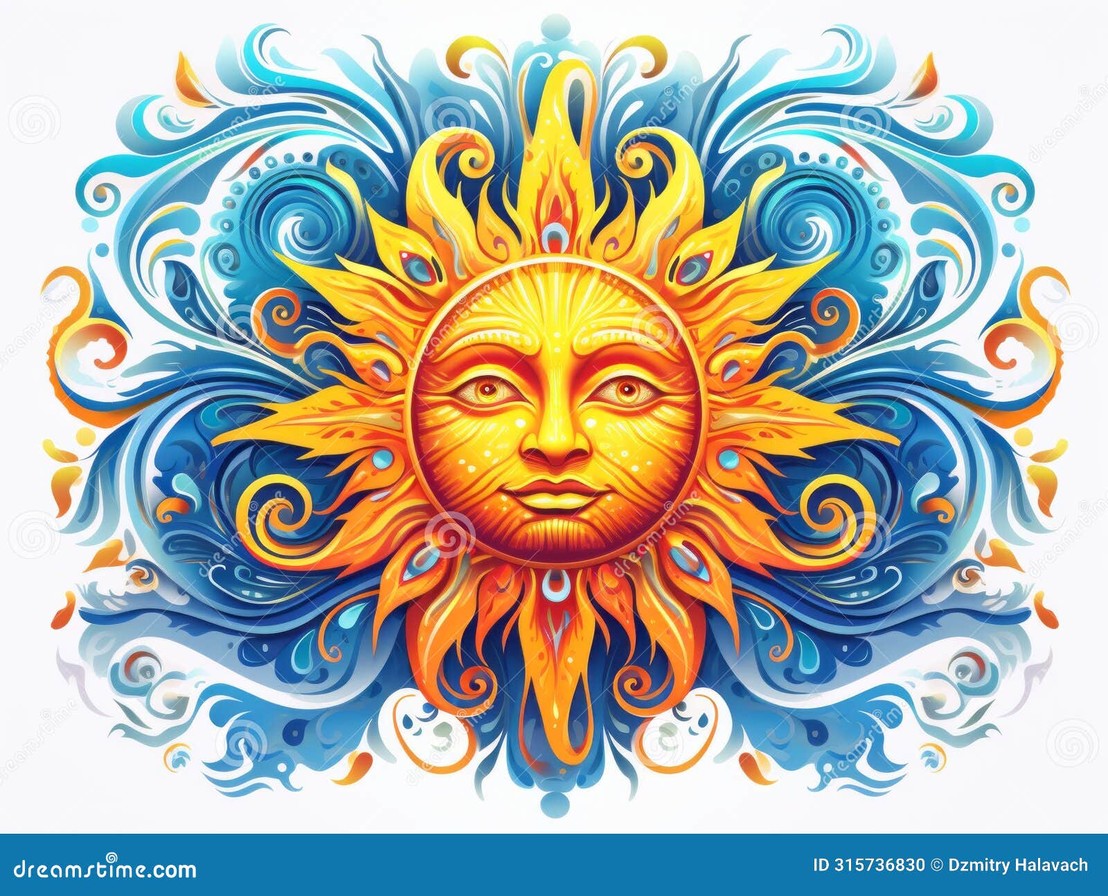 Illustration in the Style of a Stained Glass Window with Abstract Sun ...