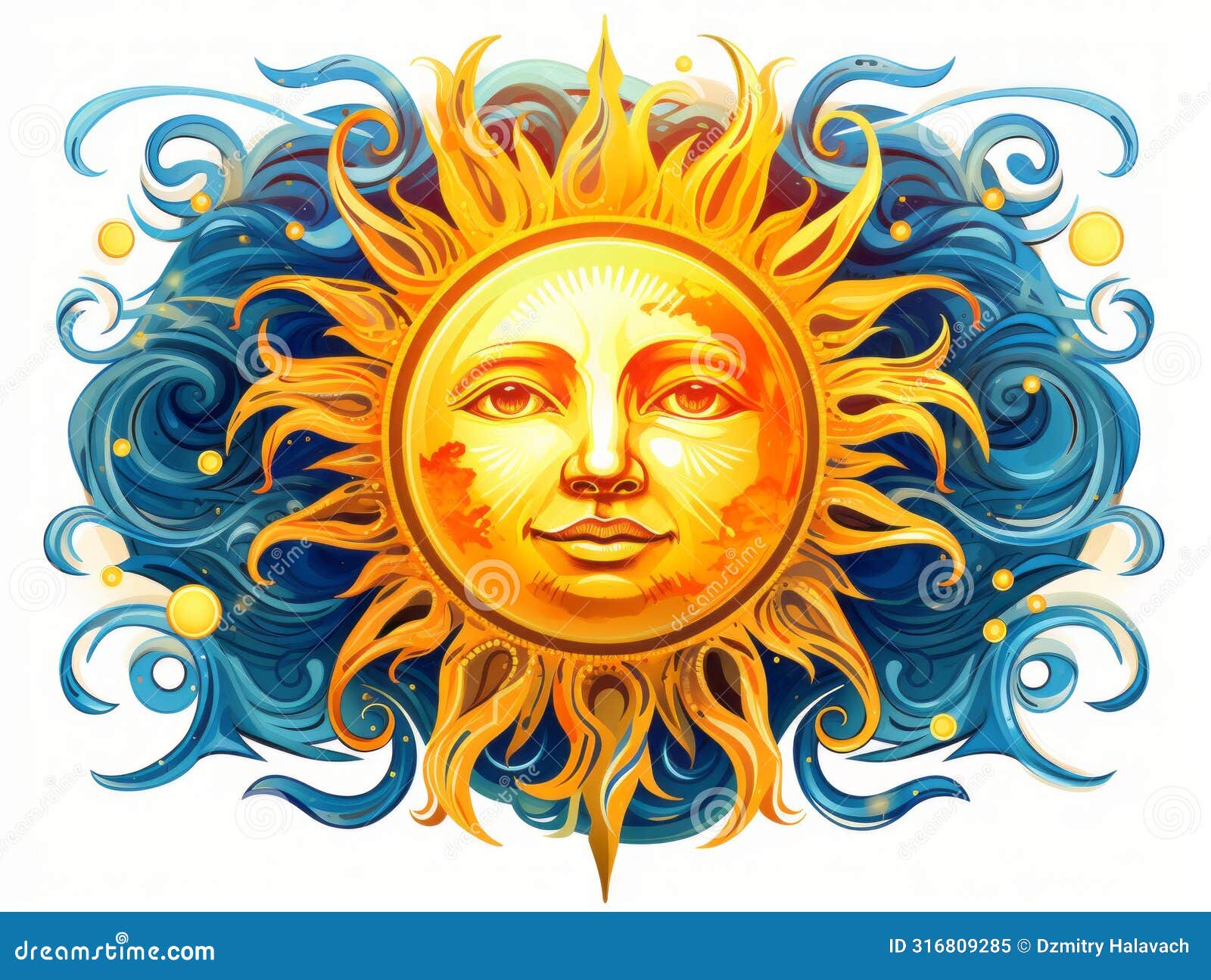 Illustration in the Style of a Stained Glass Window with Abstract Sun ...