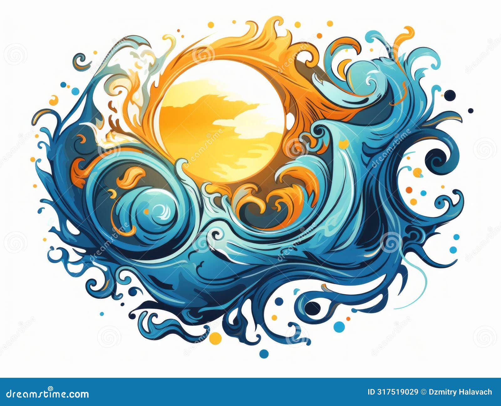 Illustration in the Style of a Stained Glass Window with Abstract Sun ...