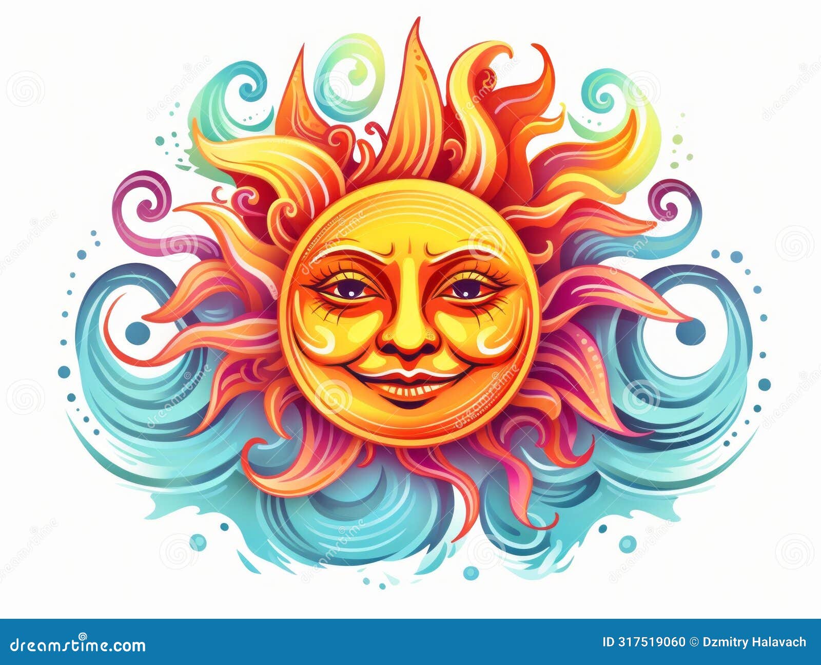 Illustration in the Style of a Stained Glass Window with Abstract Sun ...