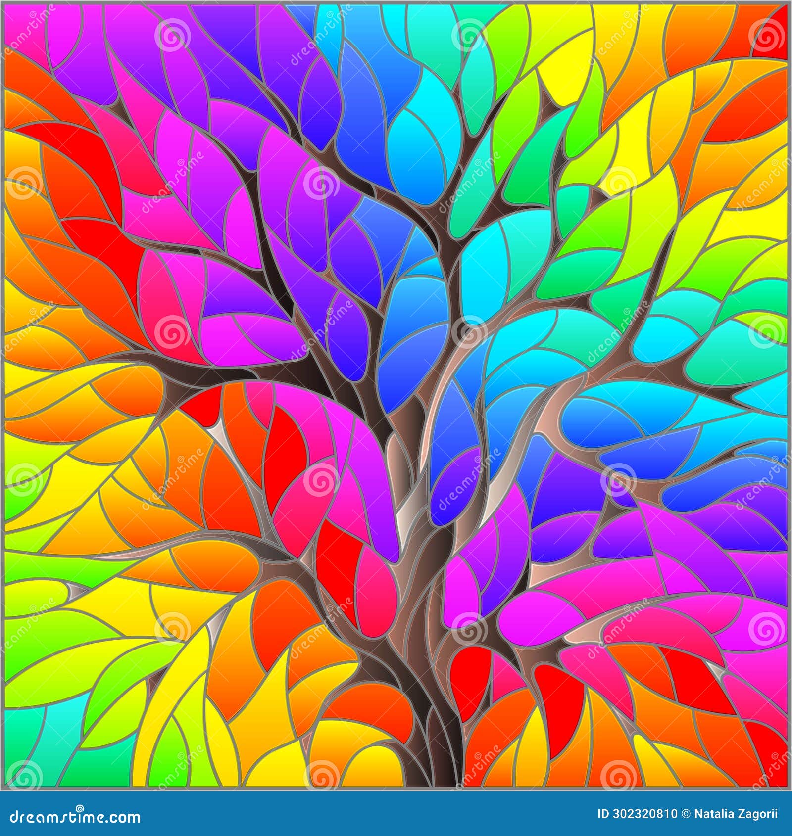 Illustration in the Style of a Stained Glass Window with an Abstract ...