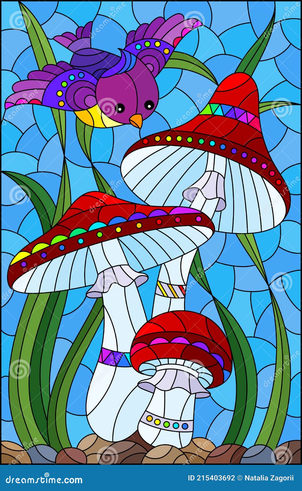 Stained Glass Illustration with Illustration in the Style of a Stained ...