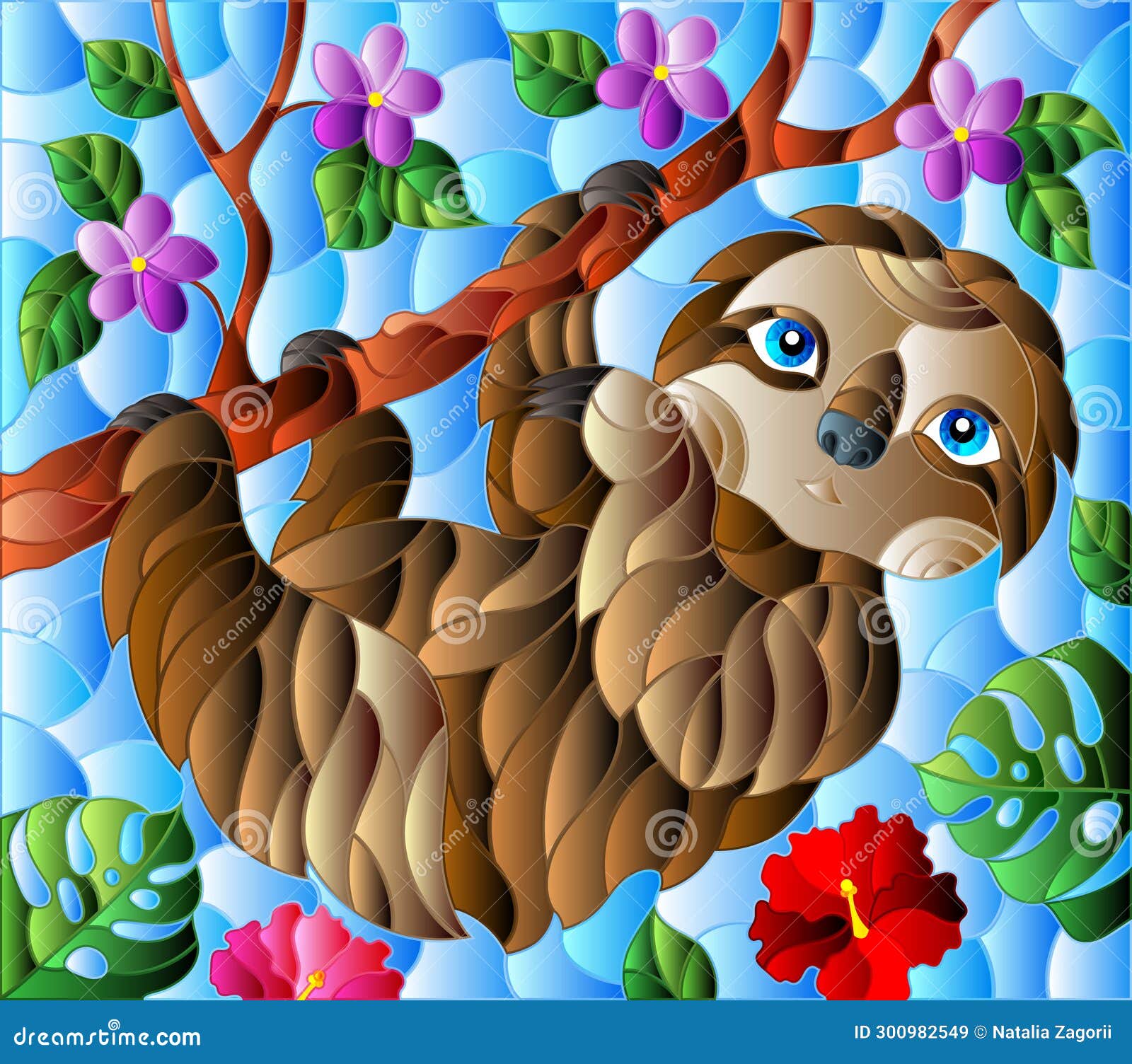 Illustration in the Style of a Stained Glass Window with a Cute Cartoon ...