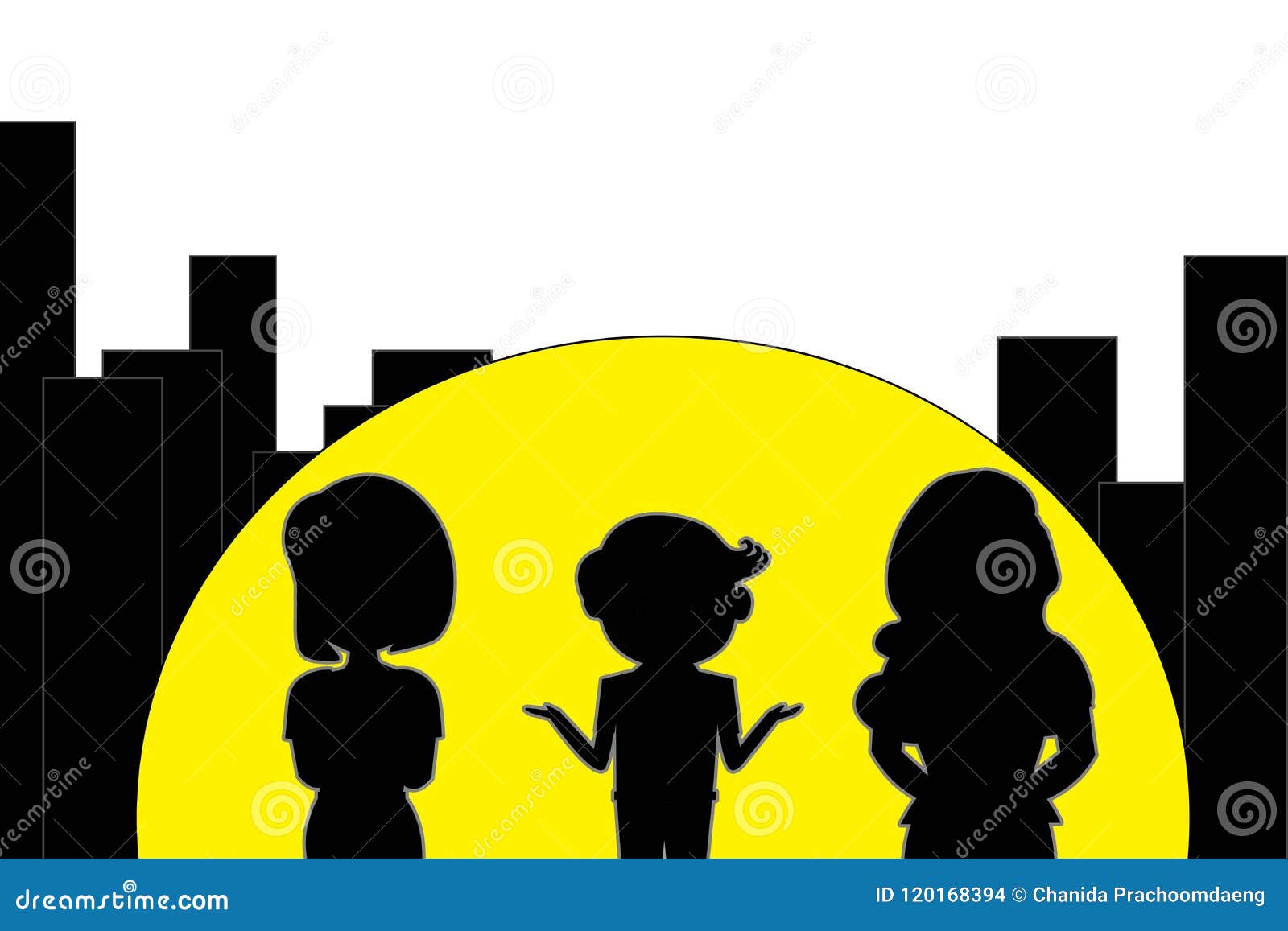 Illustration Stylish, Light and Shadow 1 Man and 2 Women Concept Choice ...