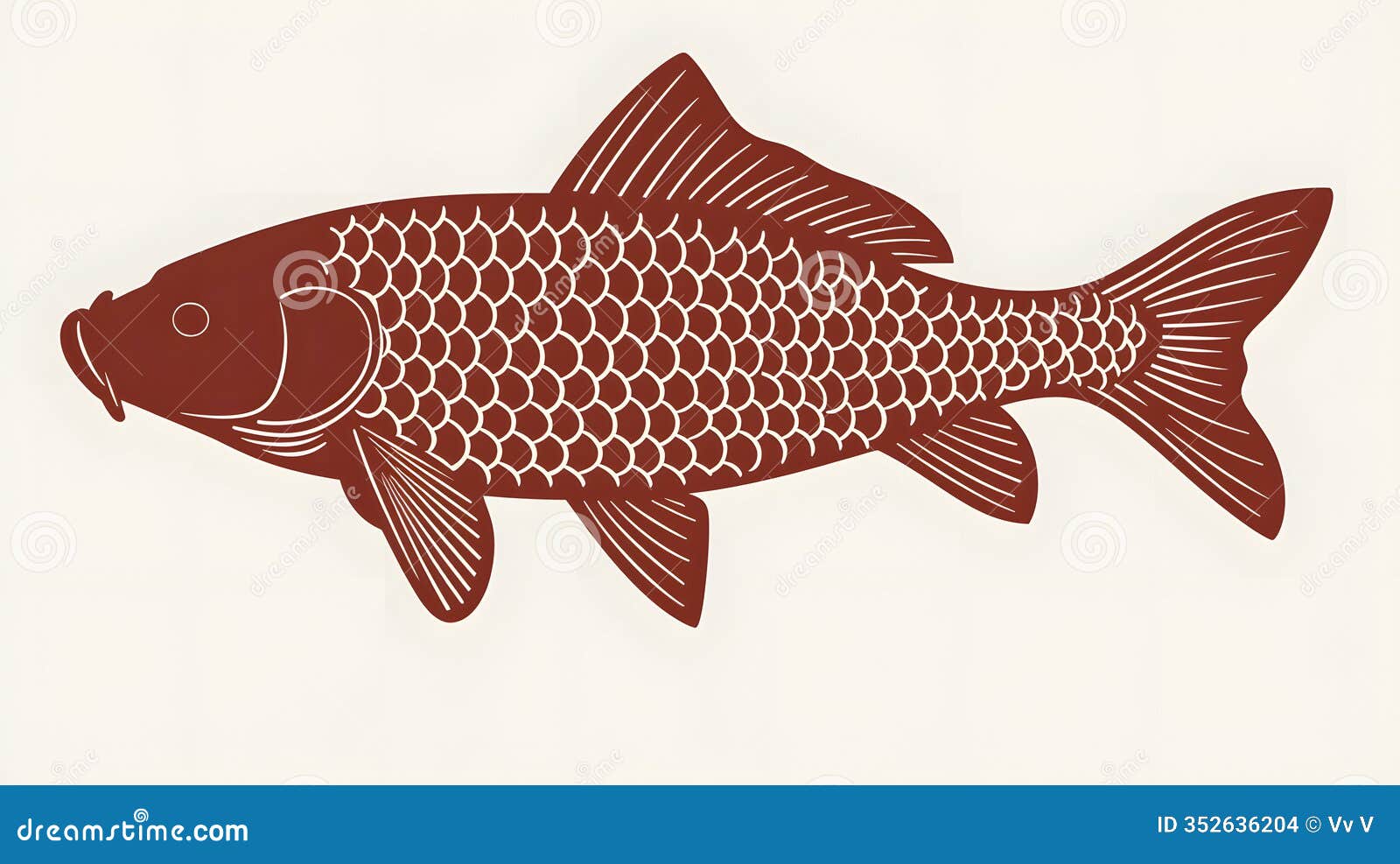 Illustration of a Stylized Fish in Brown Tones. Stock Illustration ...