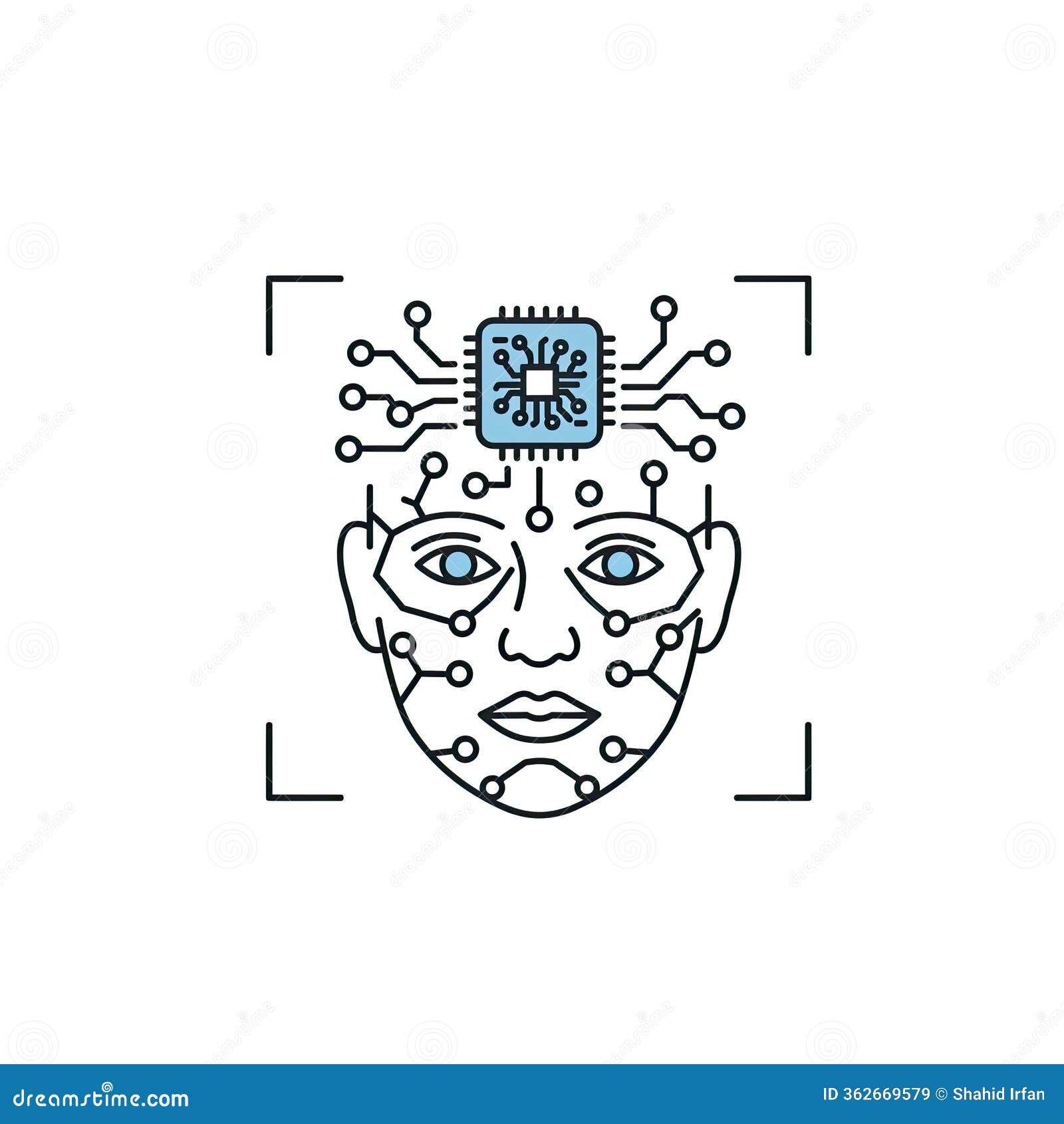 Facial Recognition System with Ai Technology Stock Illustration ...