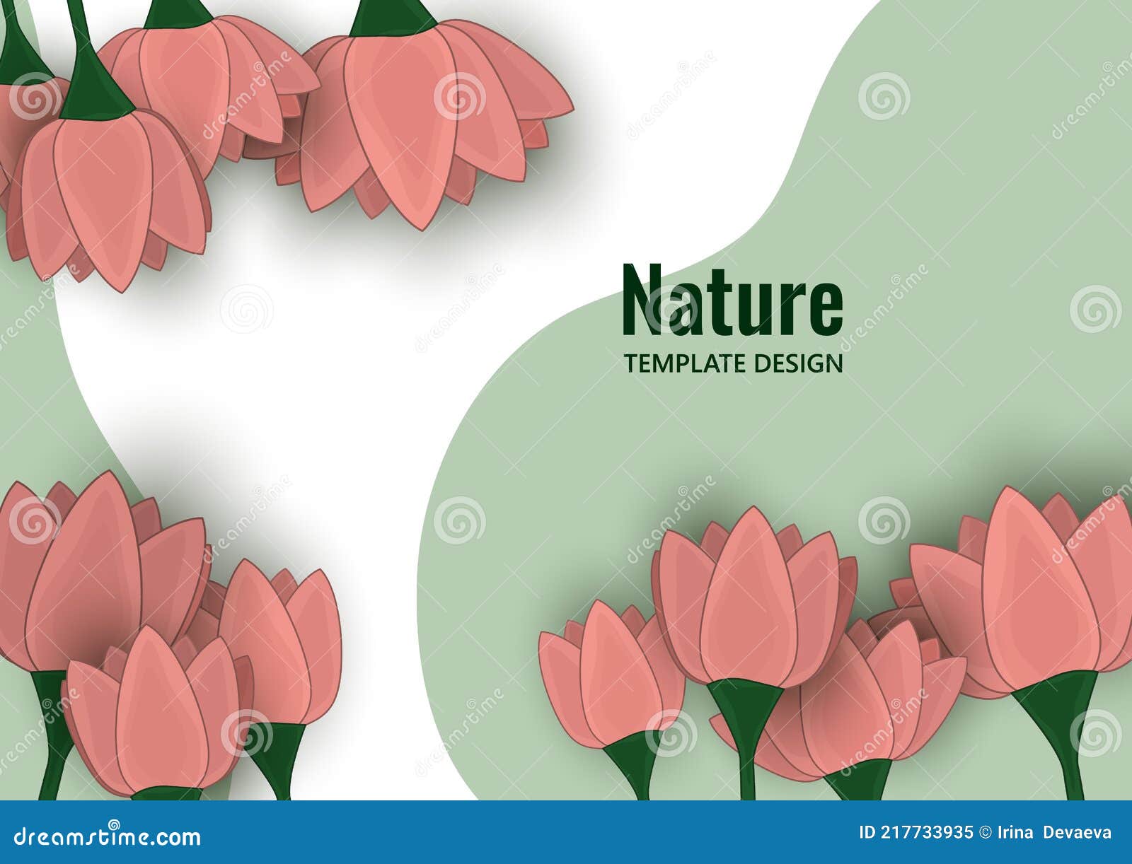 Illustration with Stylized Lily Flowers. Floral Pattern on a Wave ...