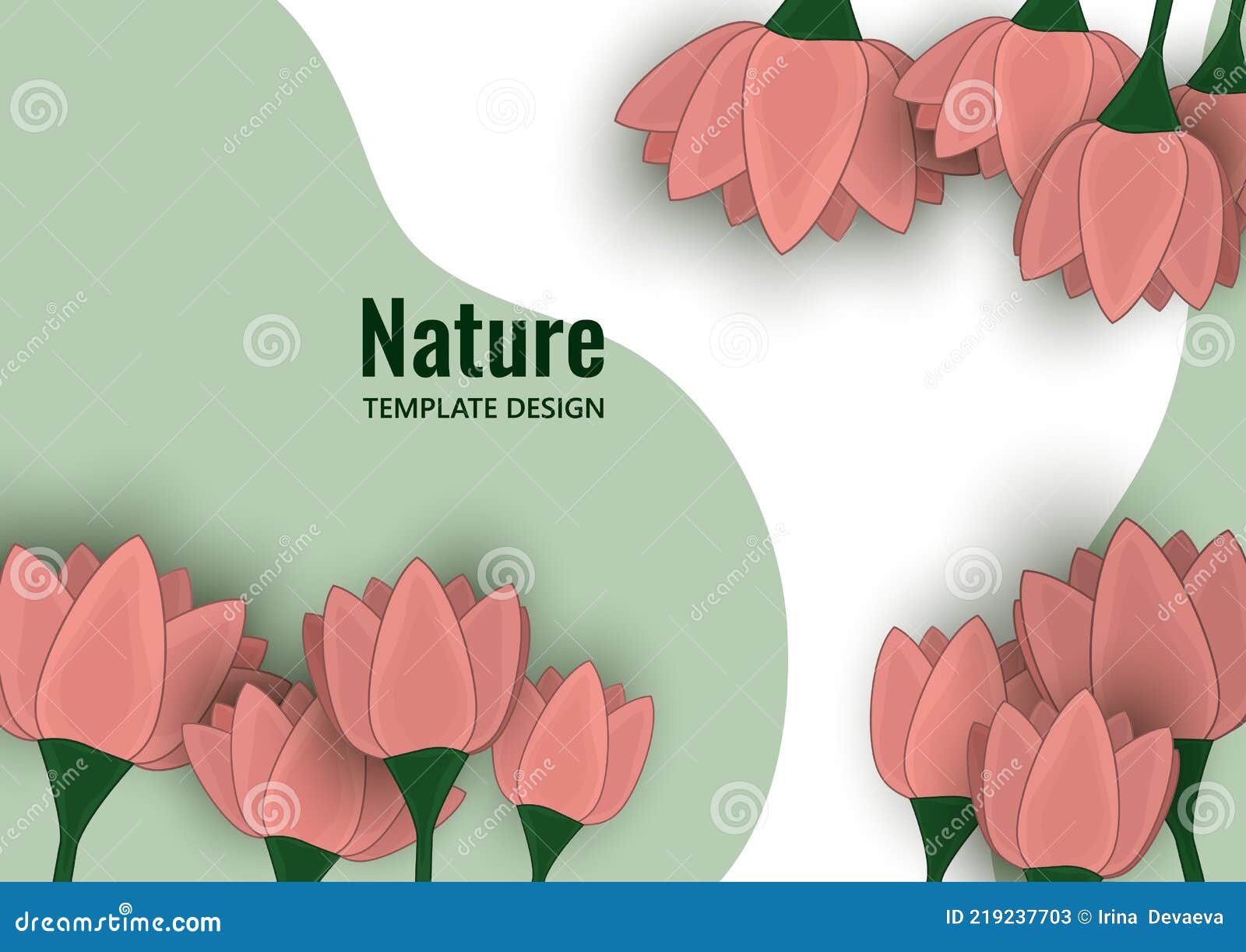 Illustration with Stylized Lily Flowers. Floral Pattern on a Wave ...