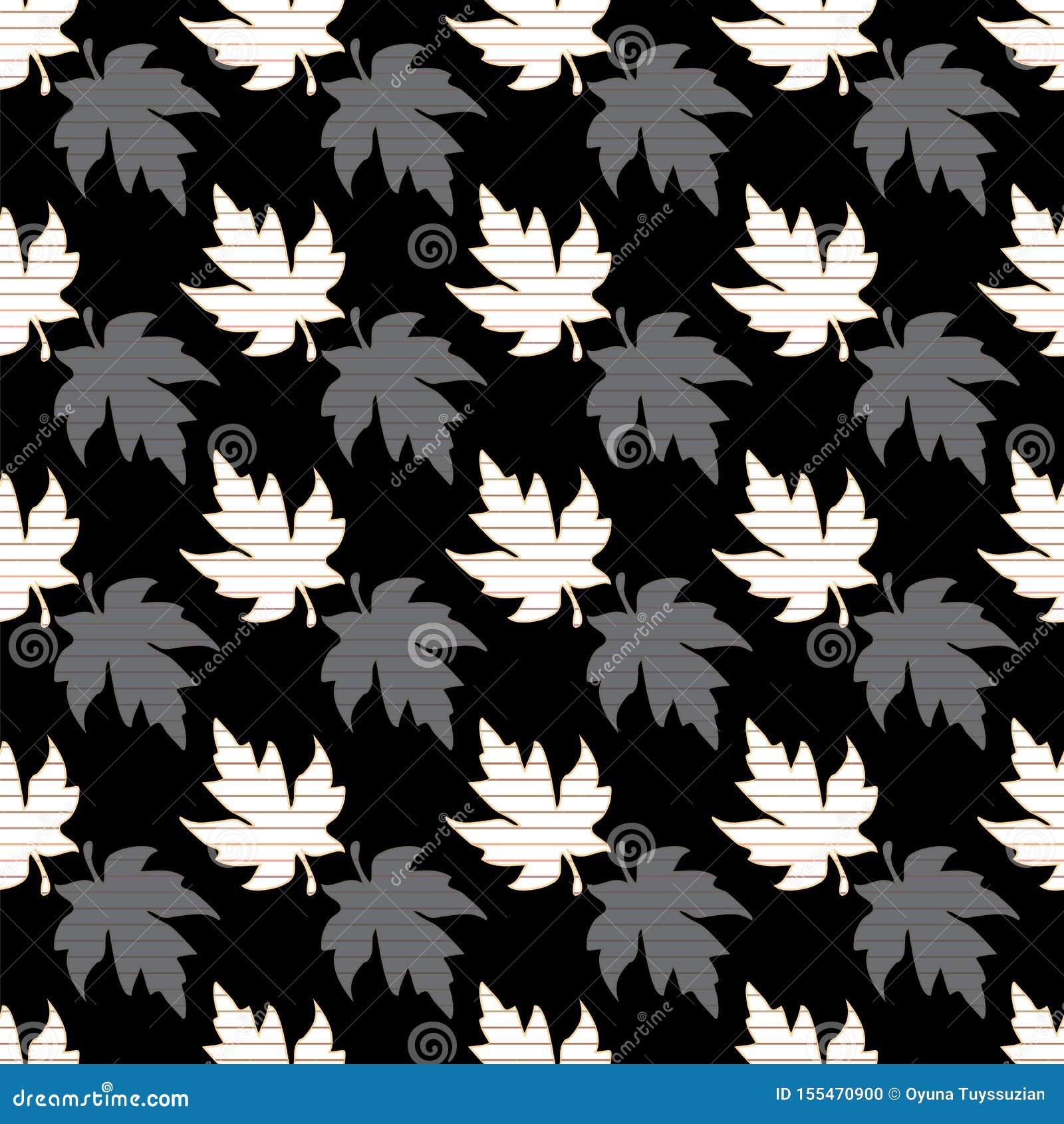 Seamless Pattern with Patterned Leaves. Complex Illustration Print in ...