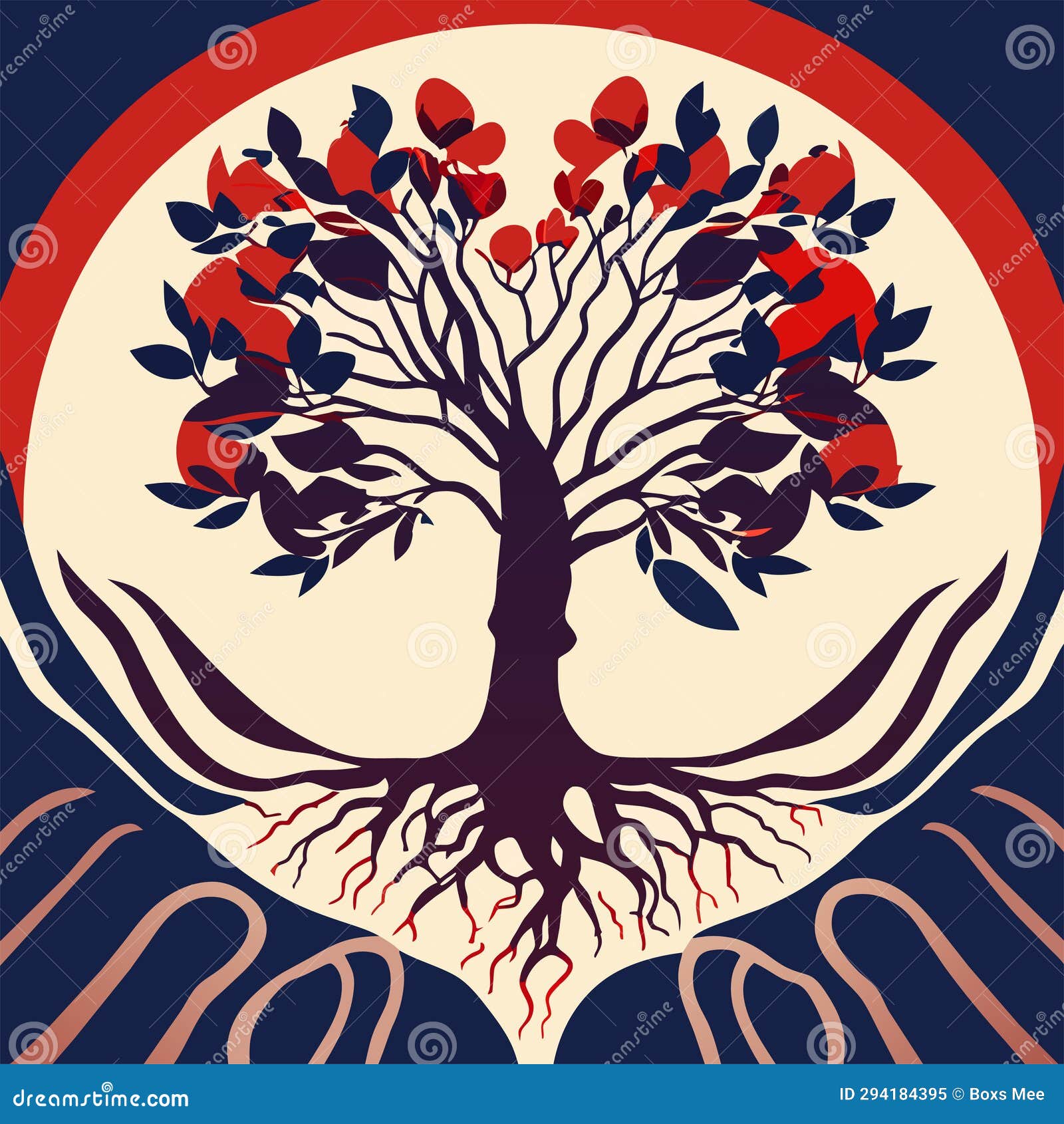 Illustration of a Stylized Tree in the Shape of a Circle Generative AI ...