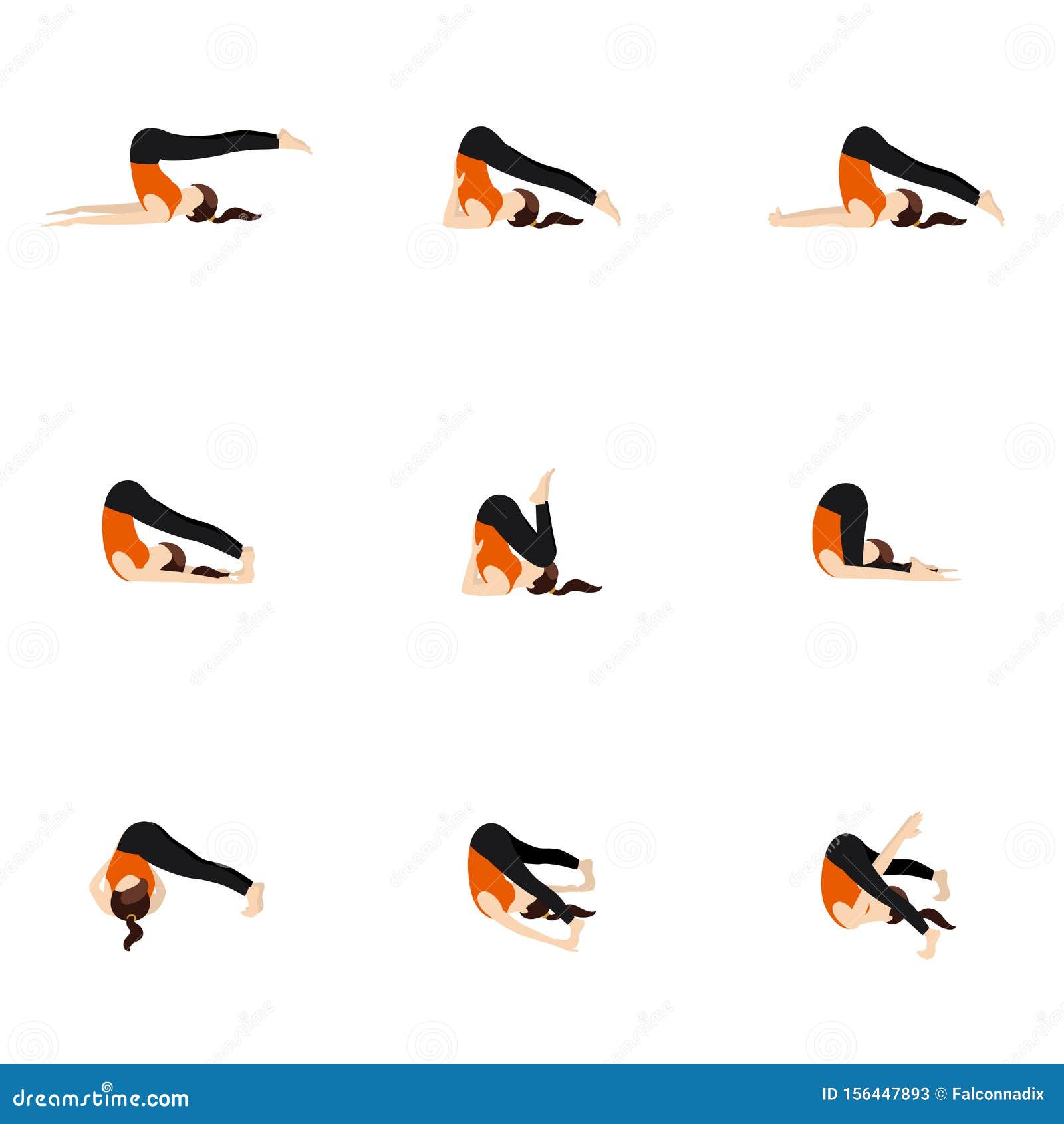 Plow Modifications Yoga Poses Set Stock Vector - Illustration of ...
