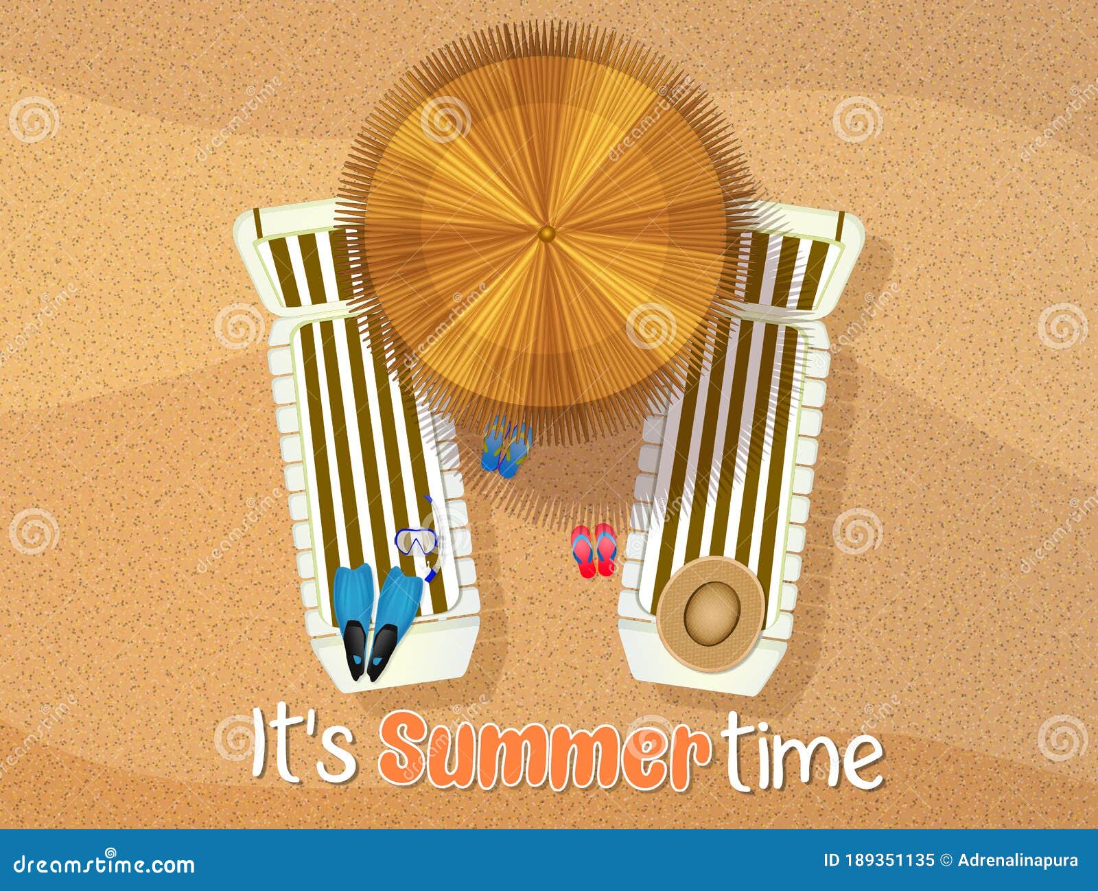 Summertime Top View Vector Illustration. Three Young Women In Bikini ...