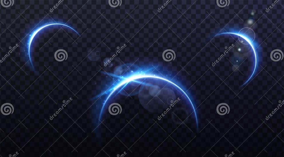 Vector Illustration. Sun Edge Eclipse with Blue Rays and Sun Beams on ...