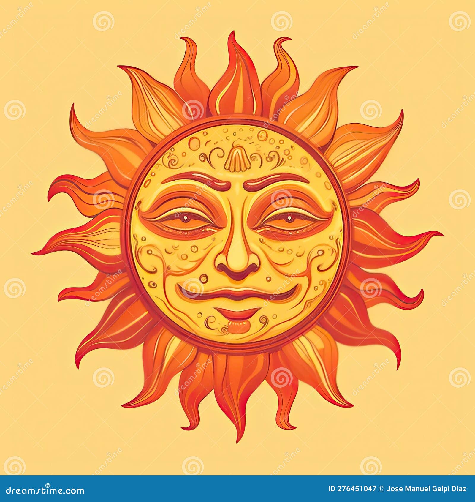 Illustration of a Sun with Face on a Colored Background. Generative AI ...