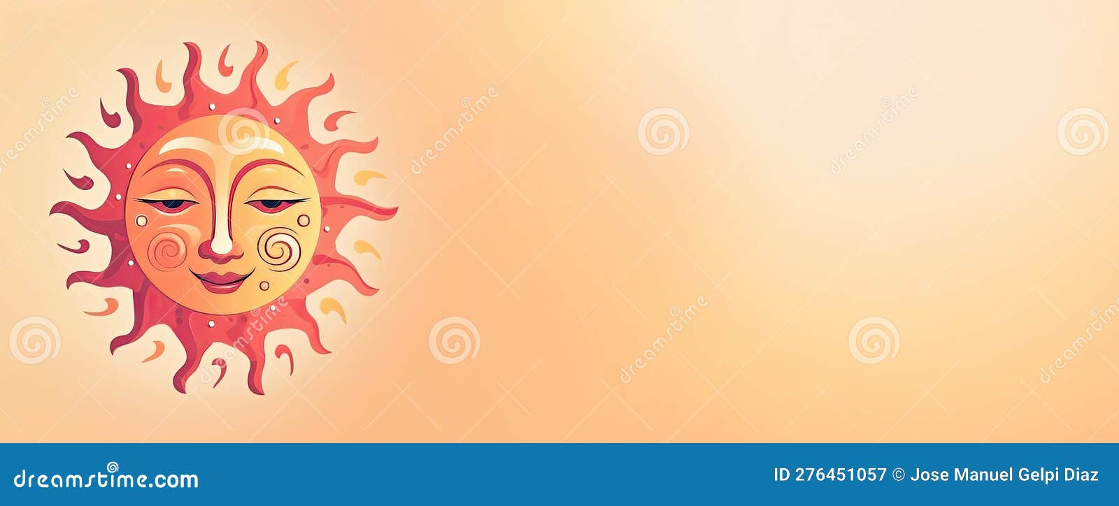Illustration of a Sun with Face on a Colored Background. Generative AI ...