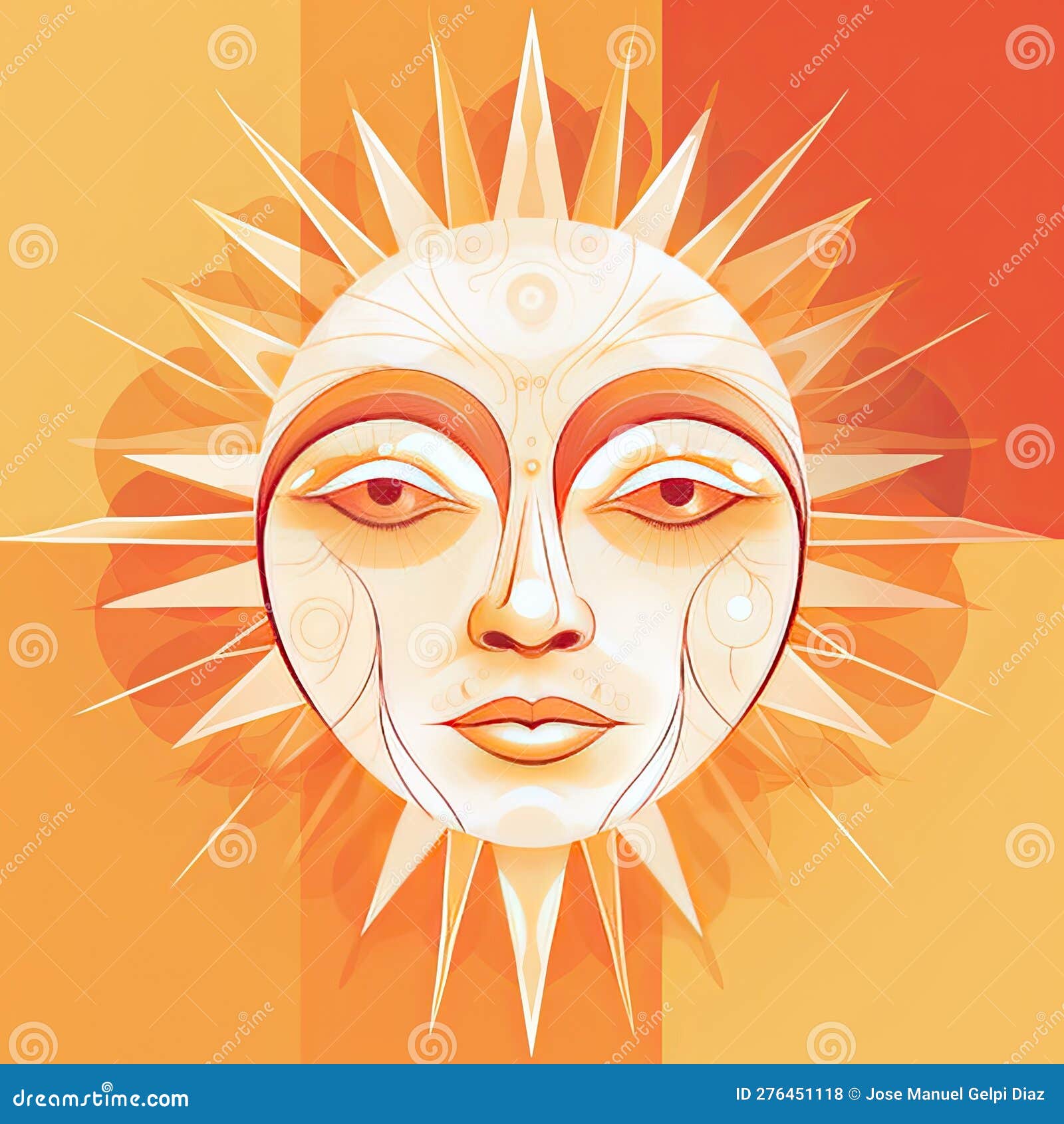 Illustration of a Sun with Face on a Colored Background. Generative AI ...