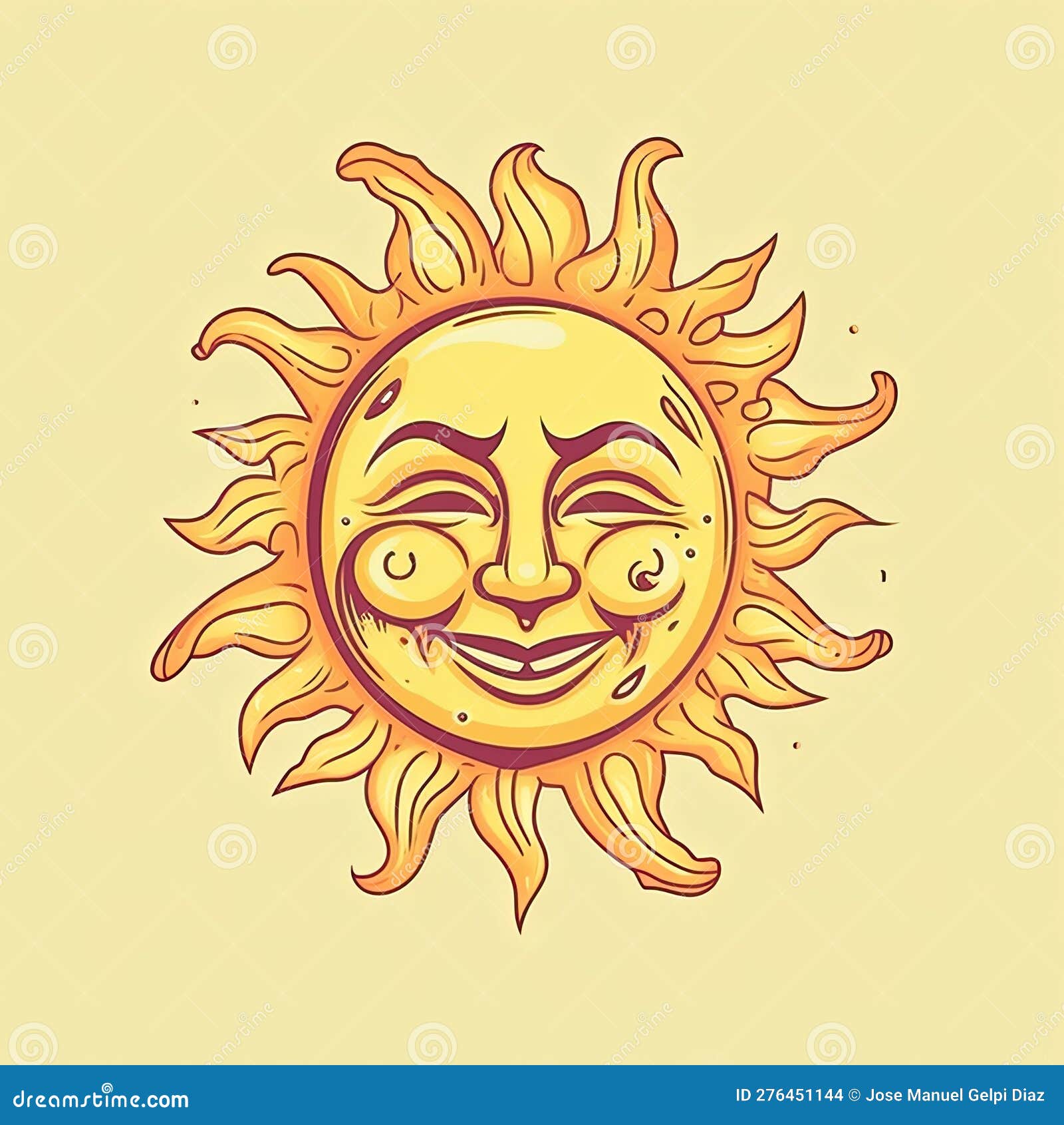 Illustration of a Sun with Face on a Colored Background. Generative AI ...