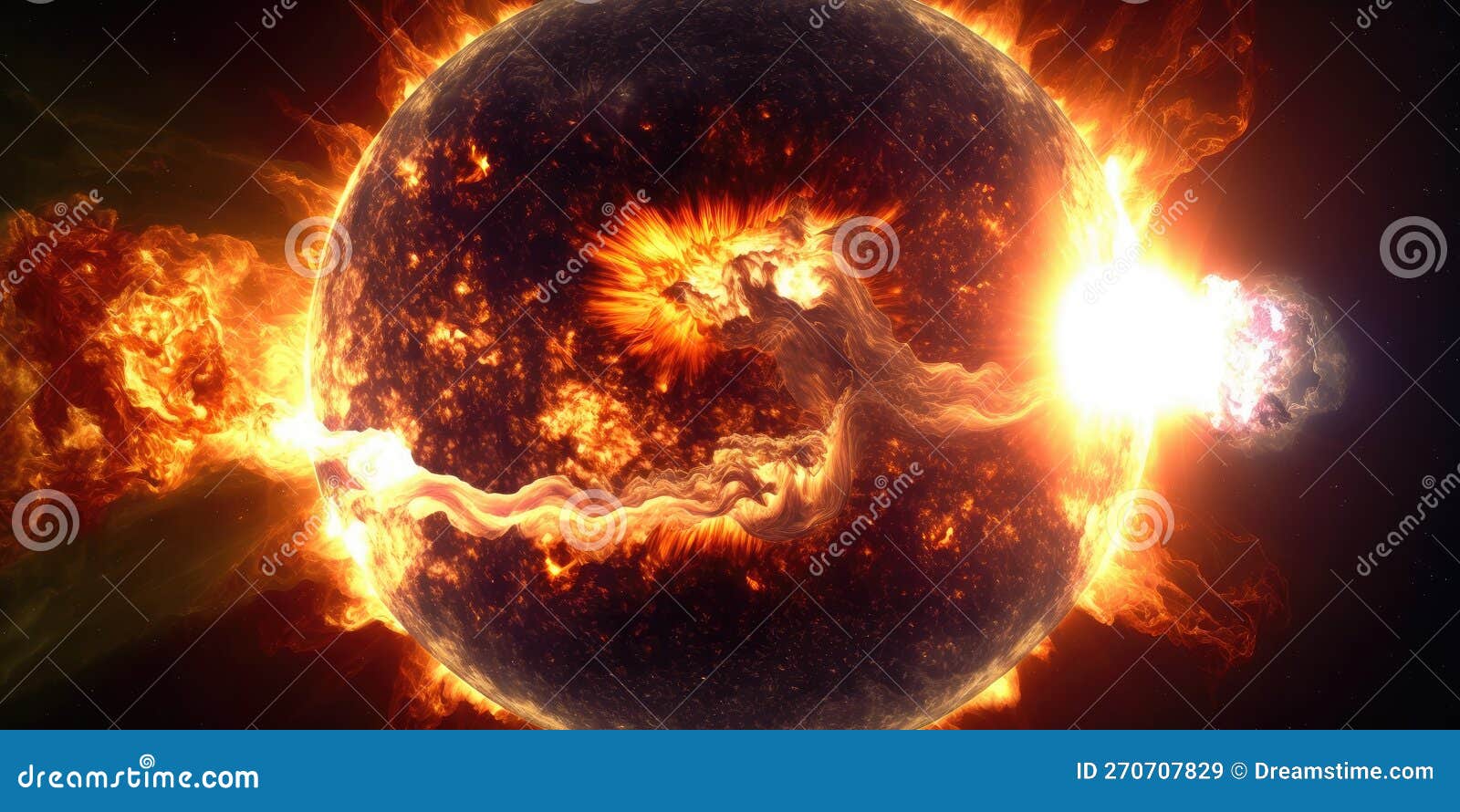 The Sun Undergoing Massive Solar Flares Stock Illustration ...
