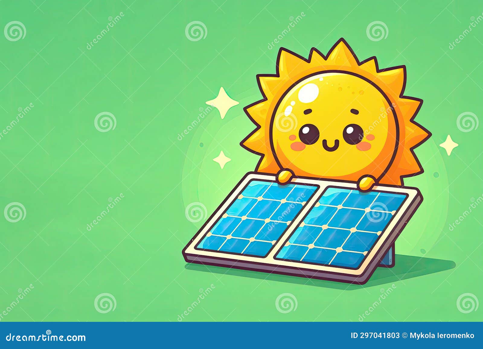 Illustration of the Sun Holding a Solar Panel. Stock Illustration ...