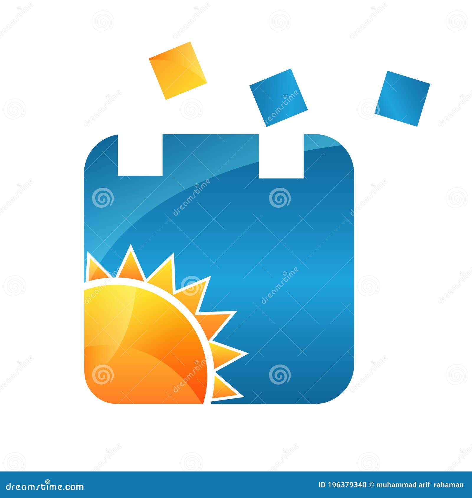Illustration Sun Logo Design Vector in Square Symbol Elements Stock ...