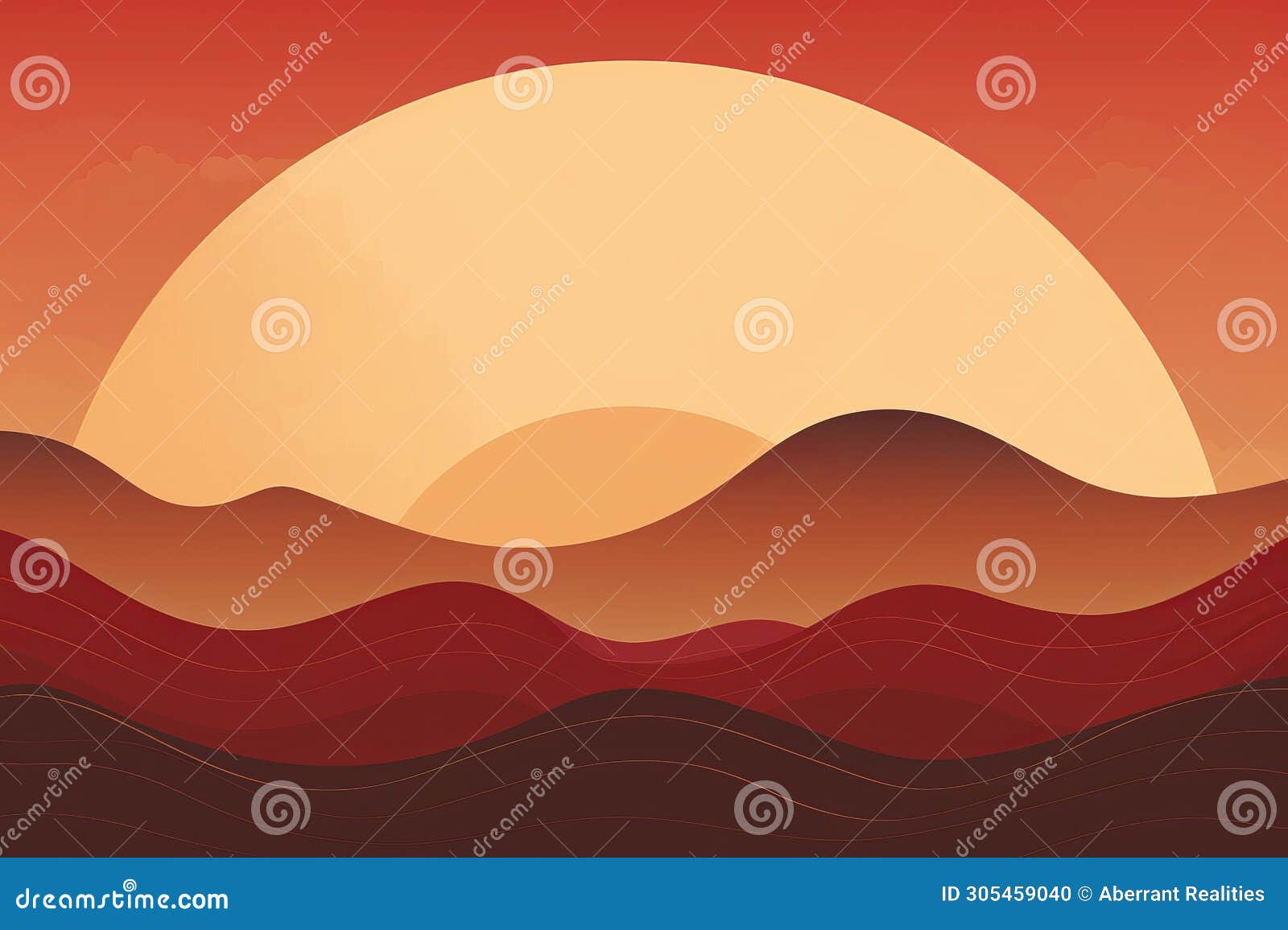 An Illustration of the Sun Rising Over a Mountain Range Stock ...