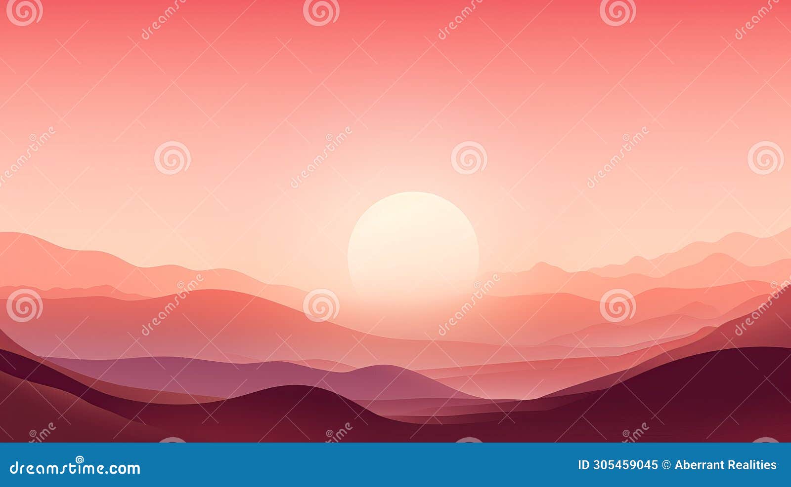 An Illustration of the Sun Rising Over a Mountain Range Stock ...