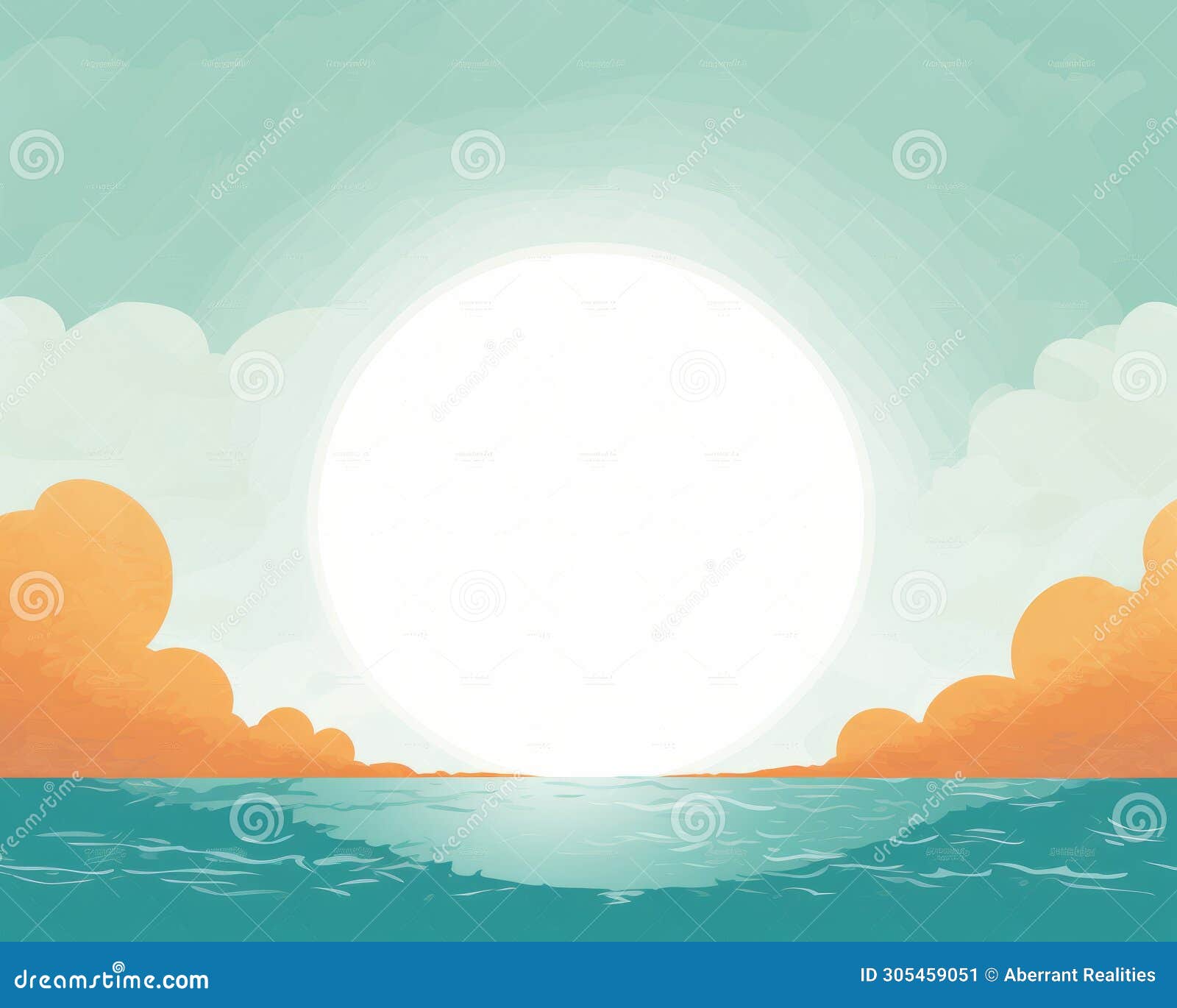 An Illustration of the Sun Rising Over the Ocean Stock Illustration ...