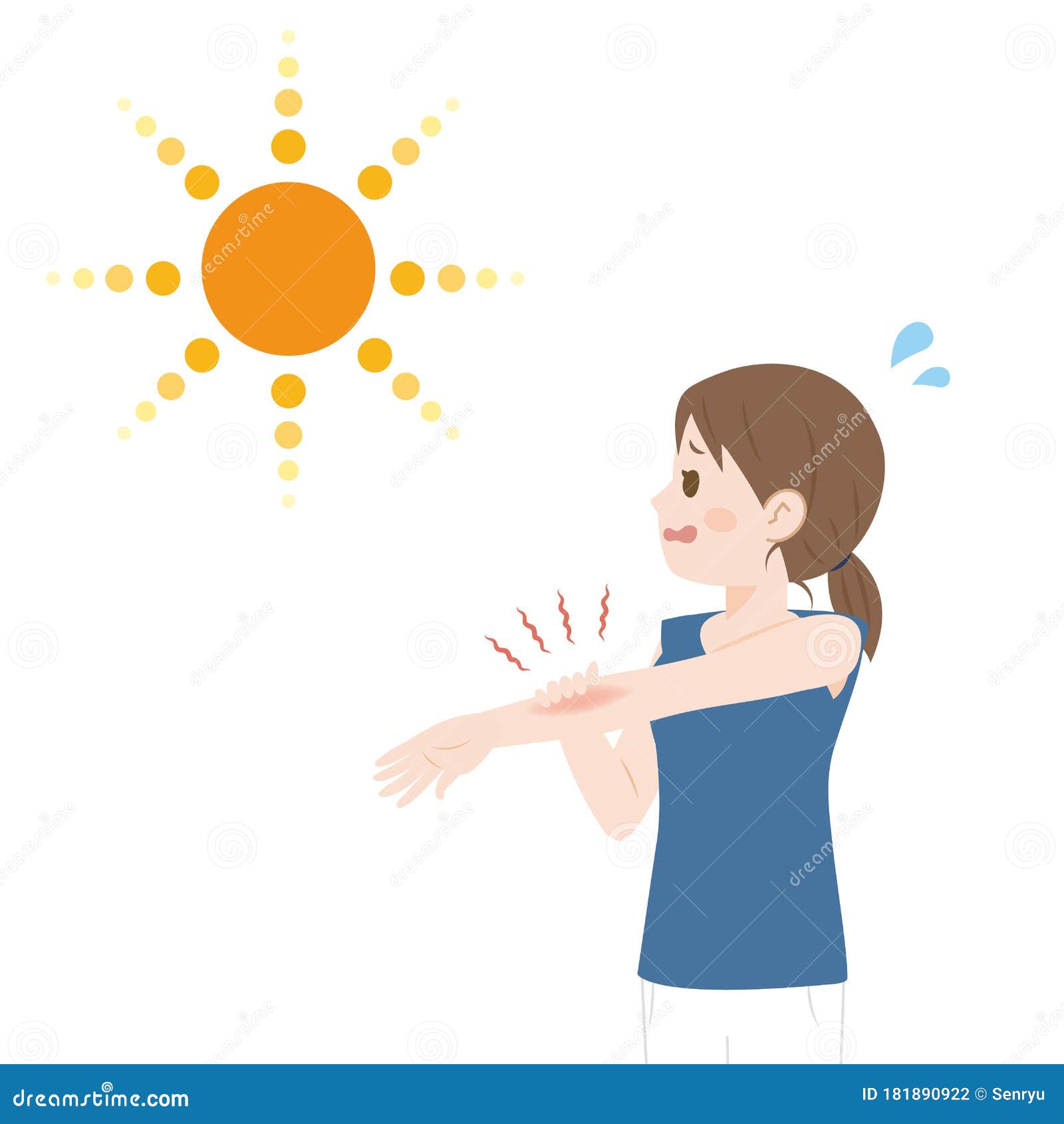 Sunburn Woman Stock Vector Illustration Of Adult Japanese 181890922