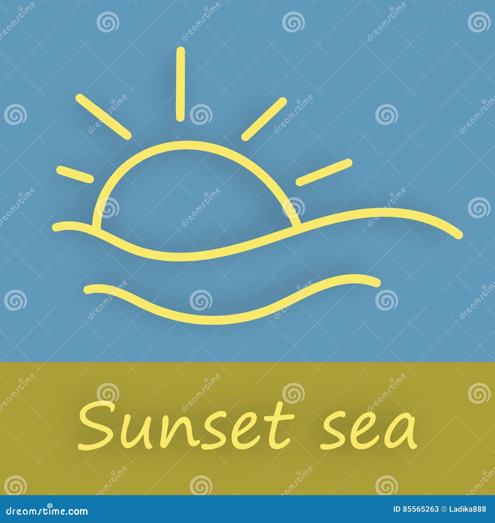 Illustration of a Sunset Over the Sea Abstract Stock Vector ...