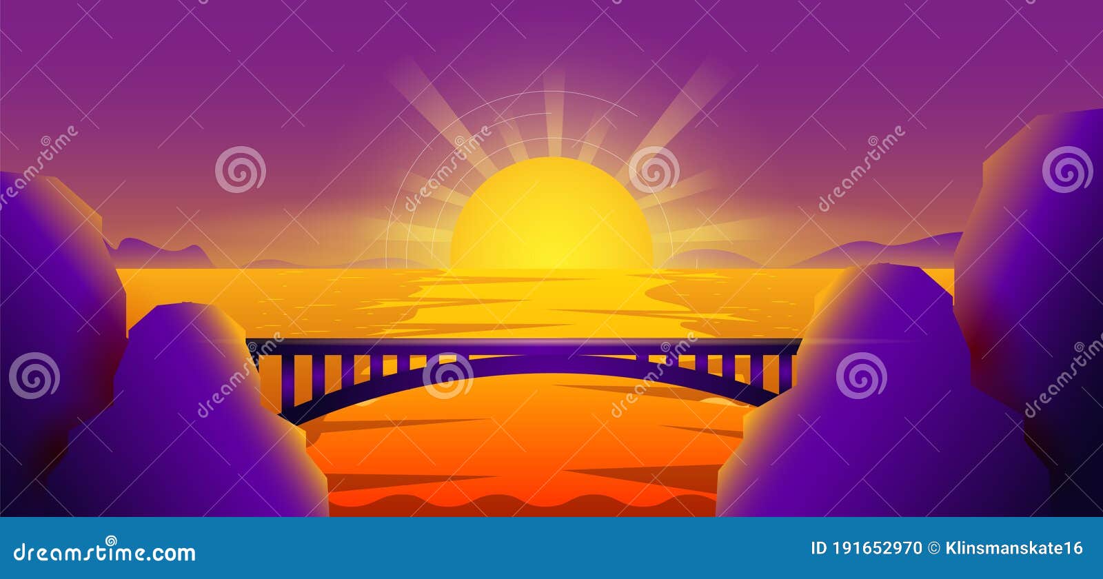 Illustration Sunset View Design Background Template Vector Stock ...