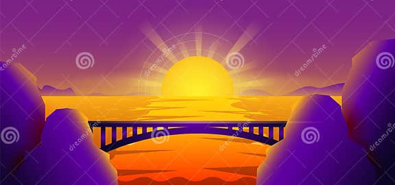 Illustration Sunset View Design Background Template Vector Stock ...