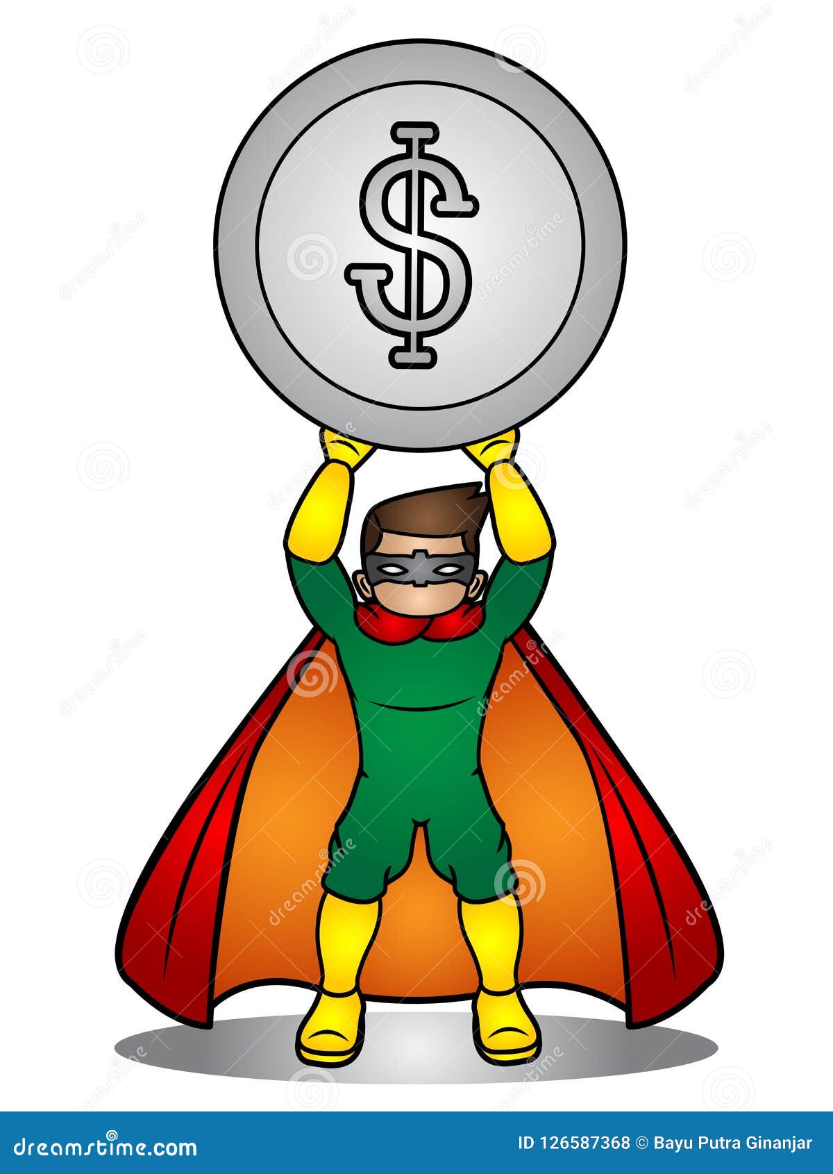 Illustration of a Superhero Hold a Dollar Coin Stock Vector ...