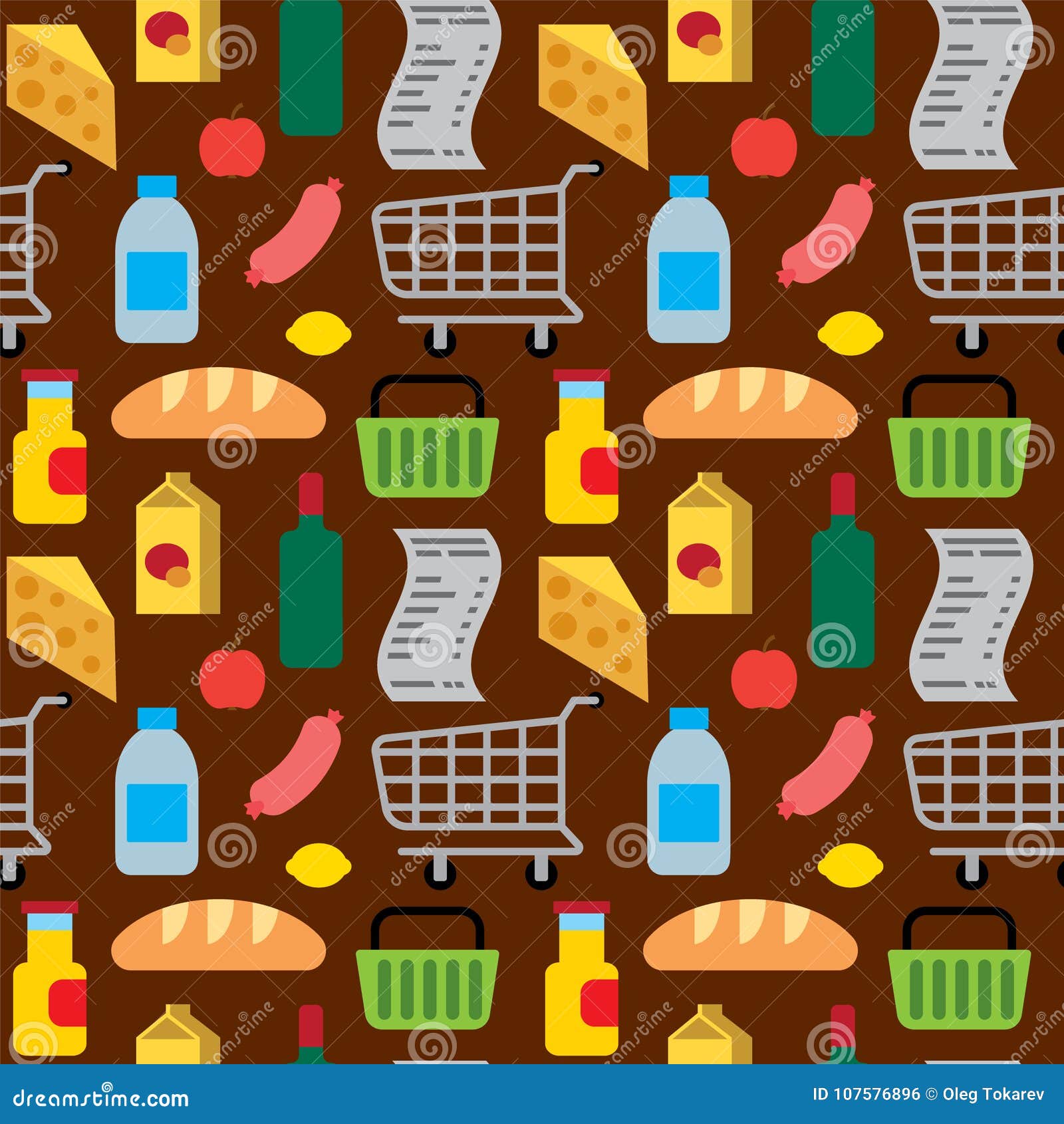 Food and Drinks Seamless Pattern Stock Vector - Illustration of fruits ...